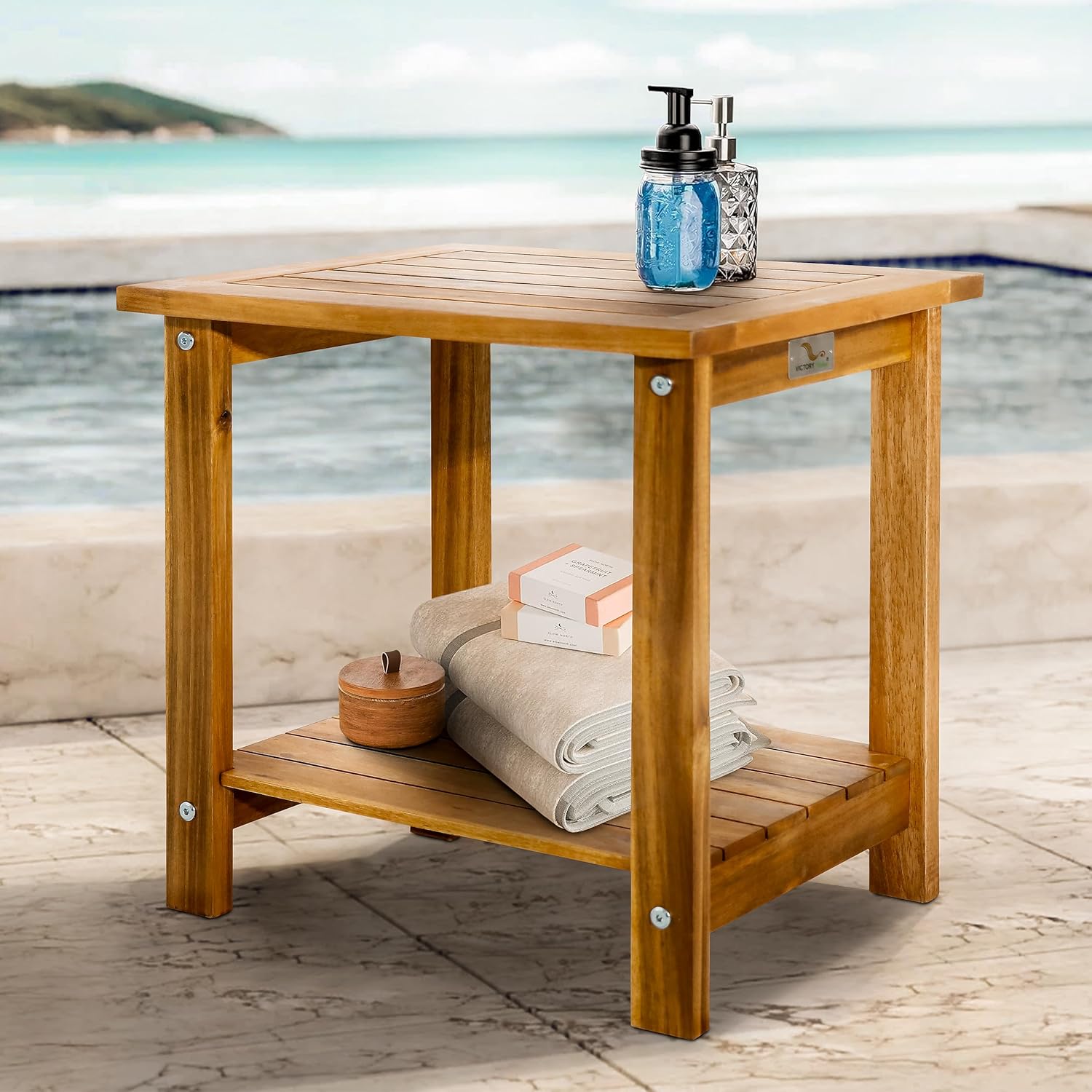 Side Table, Weather-Resistant Rectangular End Table Ideal as a Stylish ...