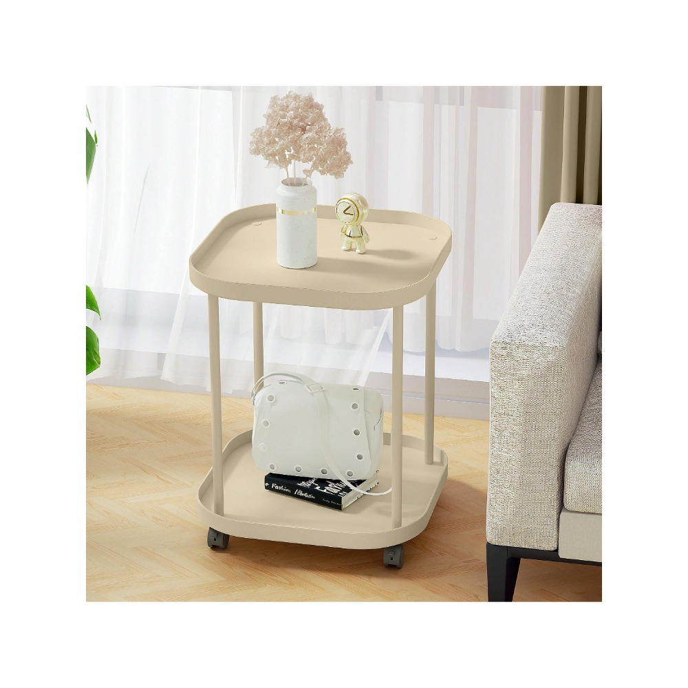 Side Table With Wheels, End Table Living Room Small Plastic Table Sofa ...