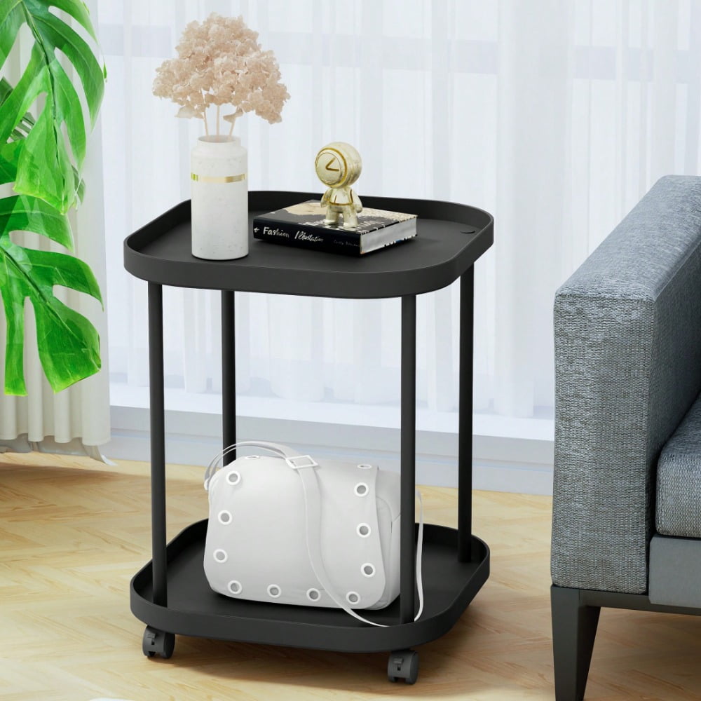 Side Table With Wheels, End Table Living Room Small Plastic Table Sofa ...