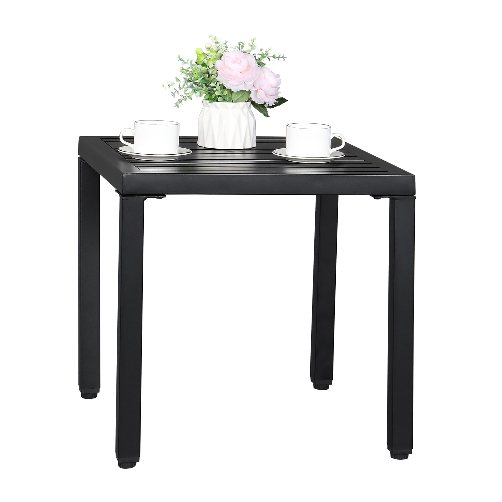 Side Table for Outside, Metal Square End Table, Easy to Assemble ...