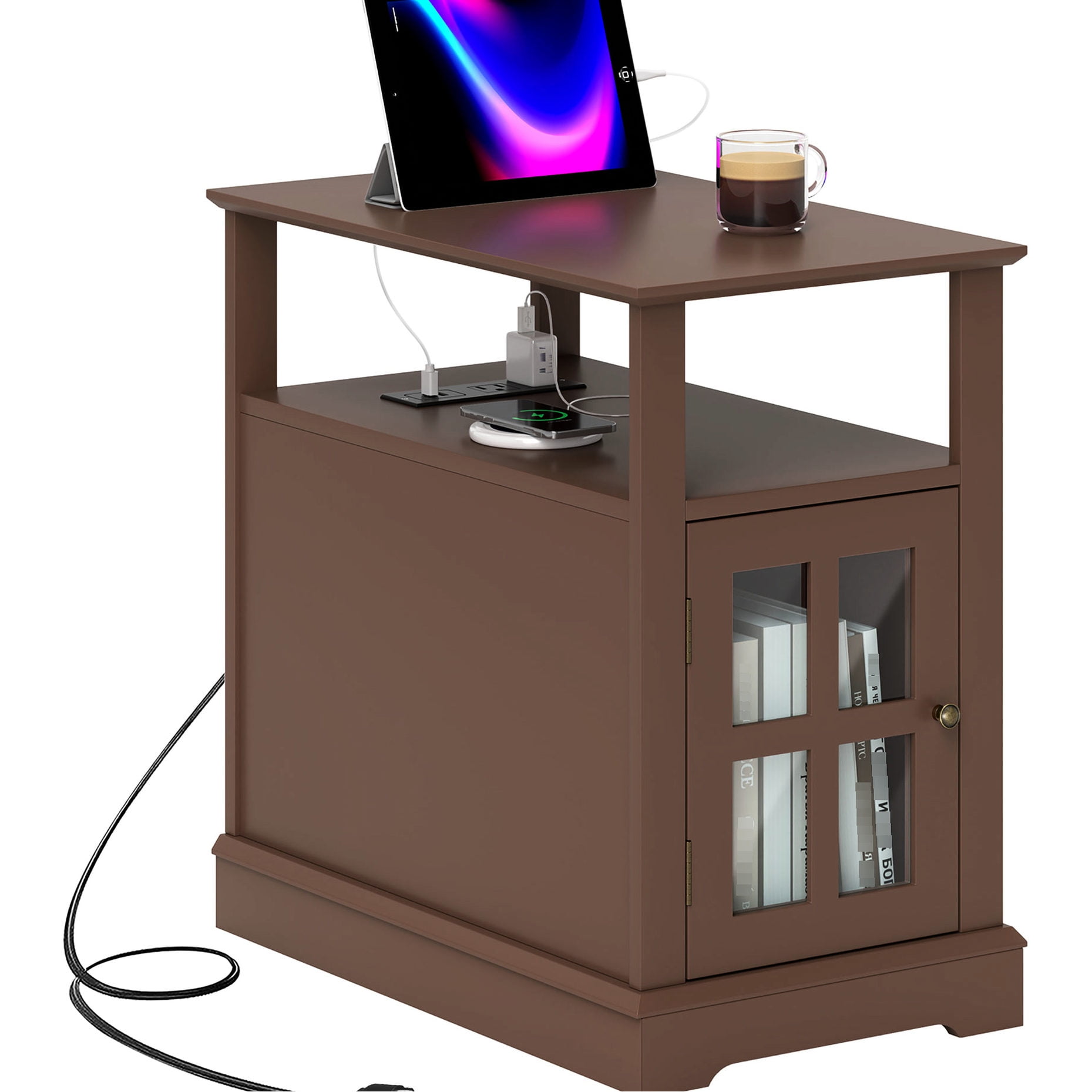 Side Table with Charging Station+Stable Four - Leg Structure"-"Living ...