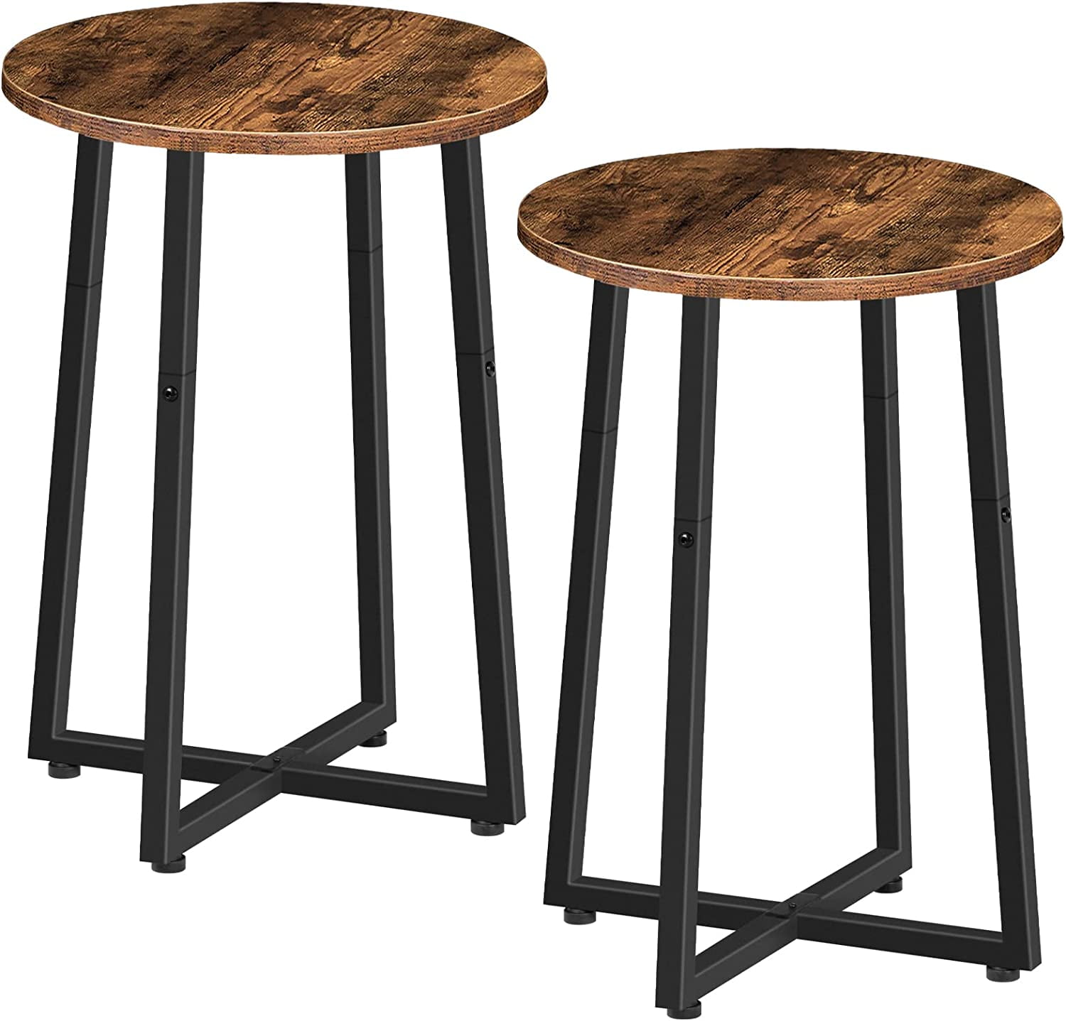 Side Tables Set of 2, Round End Accent Tables with Sturdy X-Shaped ...