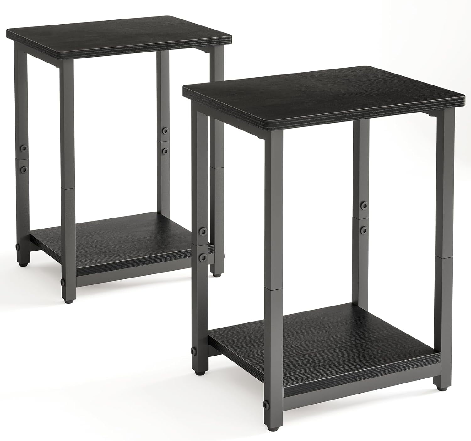 Side Tables Set of 2, 2-Tier Small Black End Table Sofa Table ...