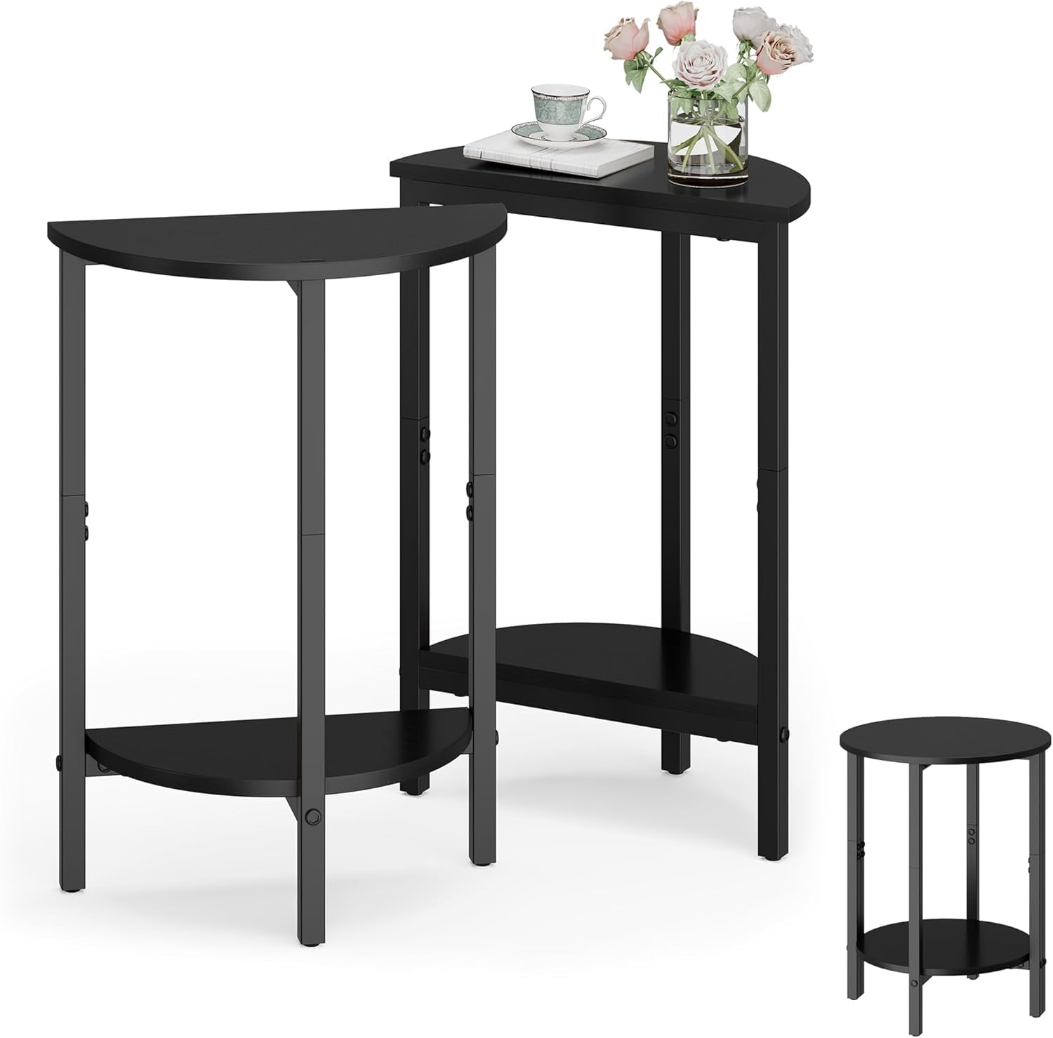 chdqwer Side Tables Small End Tables Half Round Side Table for Living ...