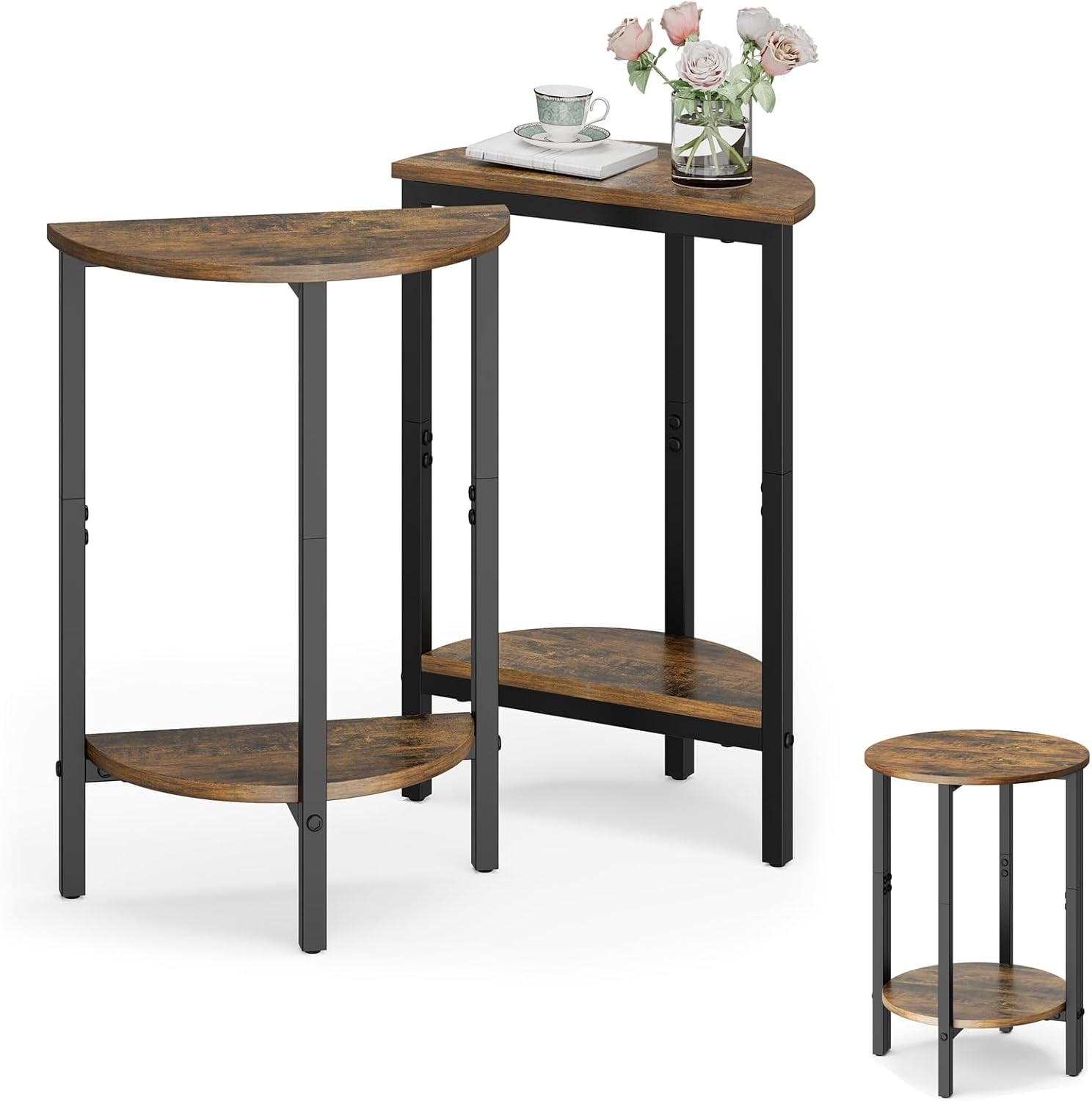 Side Tables Small End Tables, Set of 2 Half Round Side Table for Living ...
