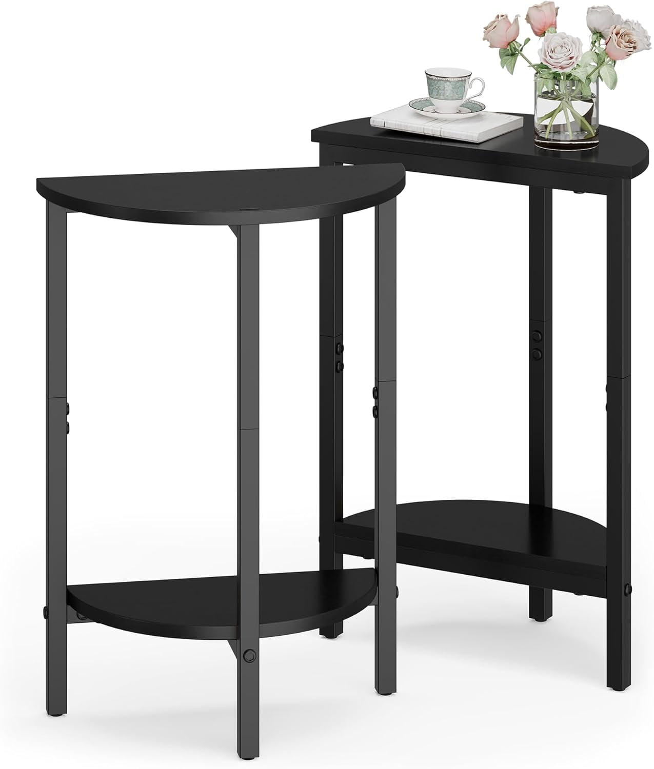 Side Tables Small End Tables, Set of 2 Half Round Side Table for Living ...