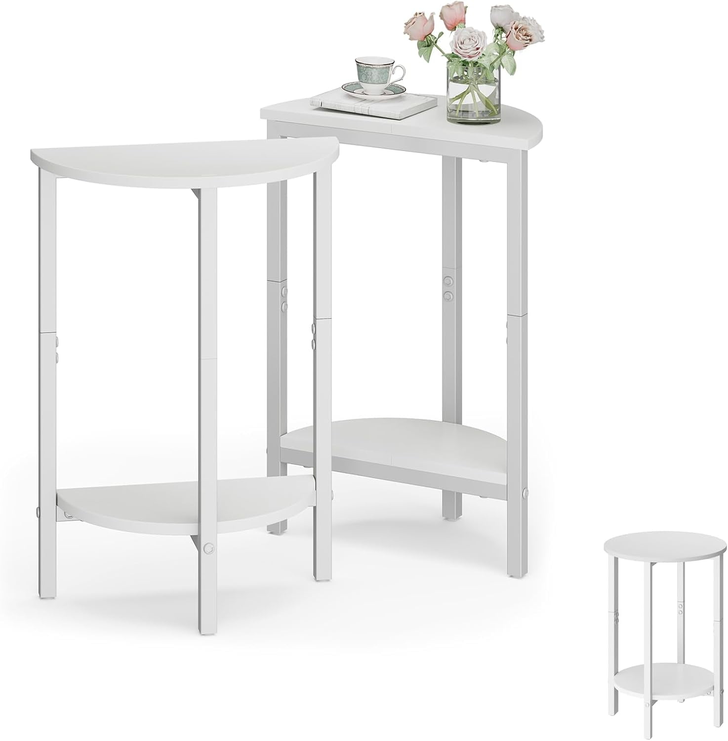 Side Tables Small End Tables, Set of 2 Half Round Side Table for Living ...