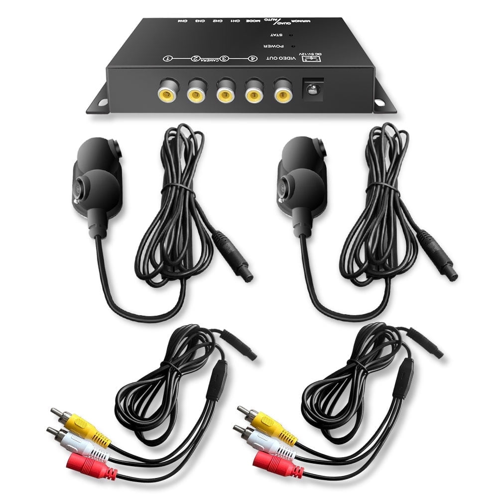 Side View Cameras Set Backup Cameras Kit with Mini 4 Channel Video ...