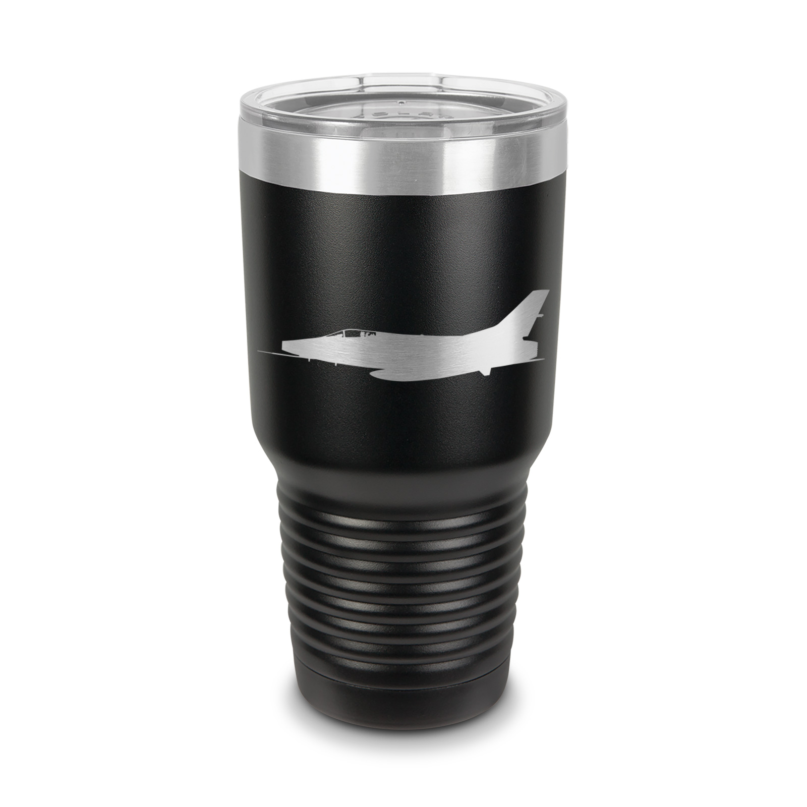 Side View F-100 Super Sabre Tumbler 30 oz - Laser Engraved w/ Clear Lid ...