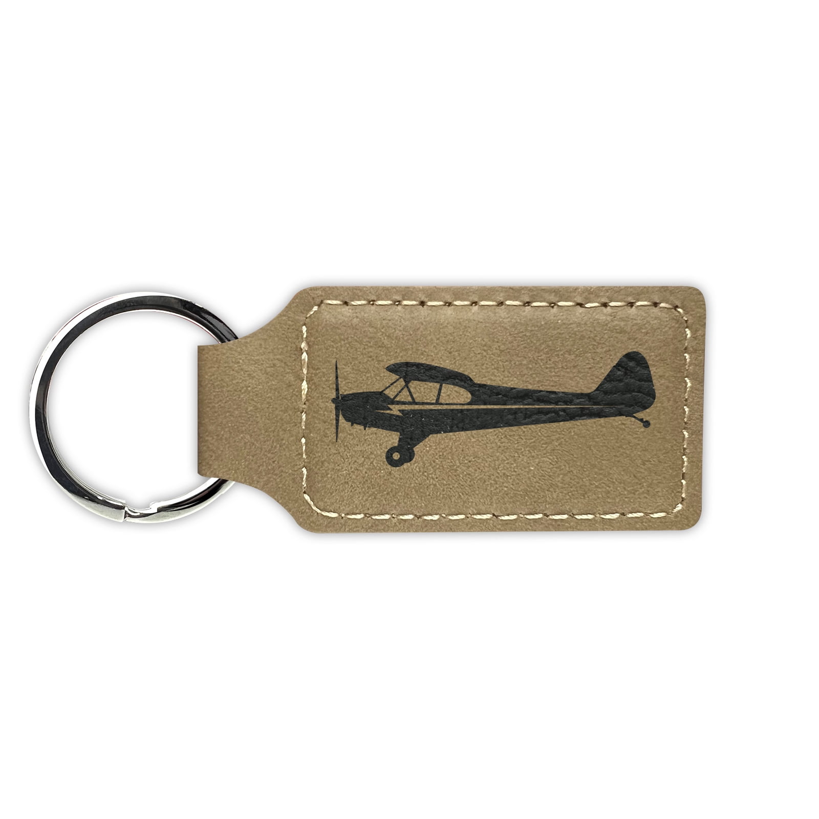 Side View Piper J3 Cub Airplane Keychain Leatherette Rectangle - Laser ...