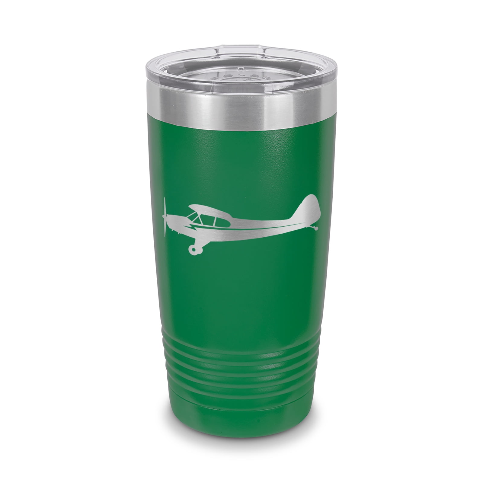 Side View Piper J3 Cub Airplane Tumbler 20 oz - Laser Engraved w/ Clear ...