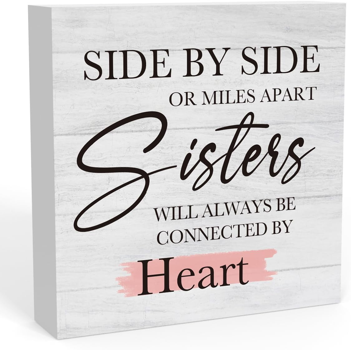 Side by Side or Miles Apart Sisters Wooden Box Sign Office Desk Decor ...