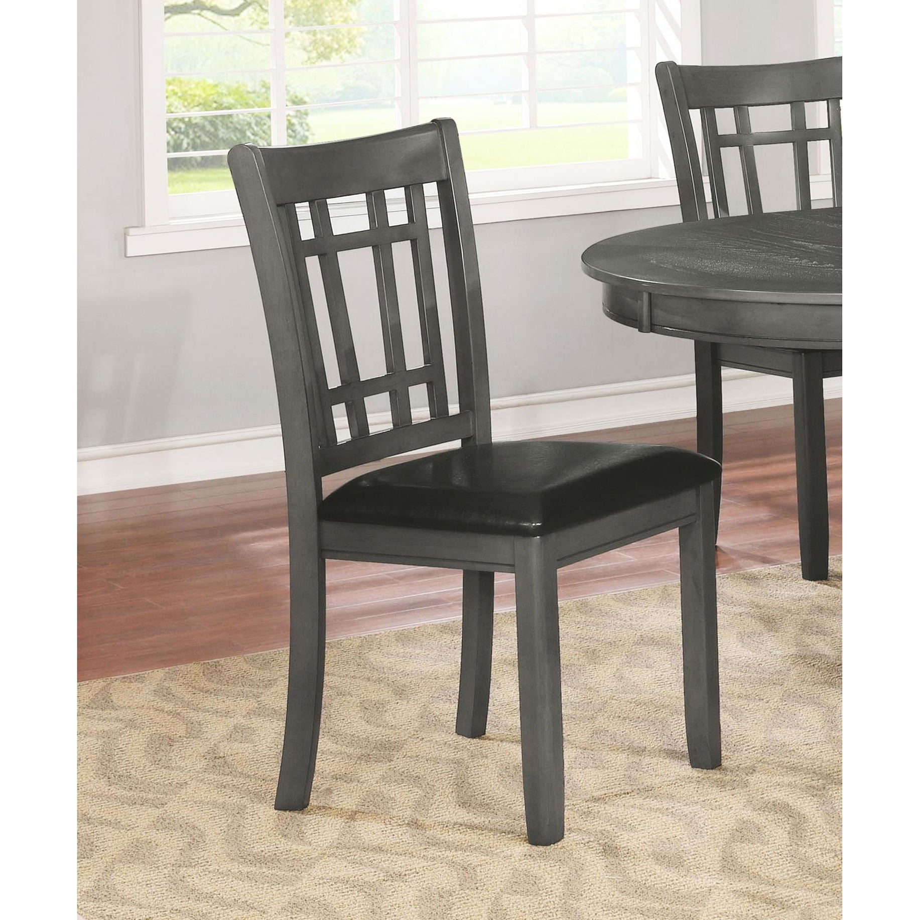 Side chairs set of 2 for dining in medium grey and black with stable ...