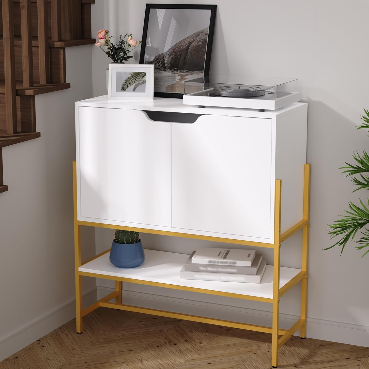 Sideboard Buffer Cabinet, Modern Storage Cabinet with 2 Doors, Small ...