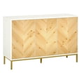 Sideboard Buffet Cabinet, 3 Door Coffee Bar Storage, Chevron Pattern ...