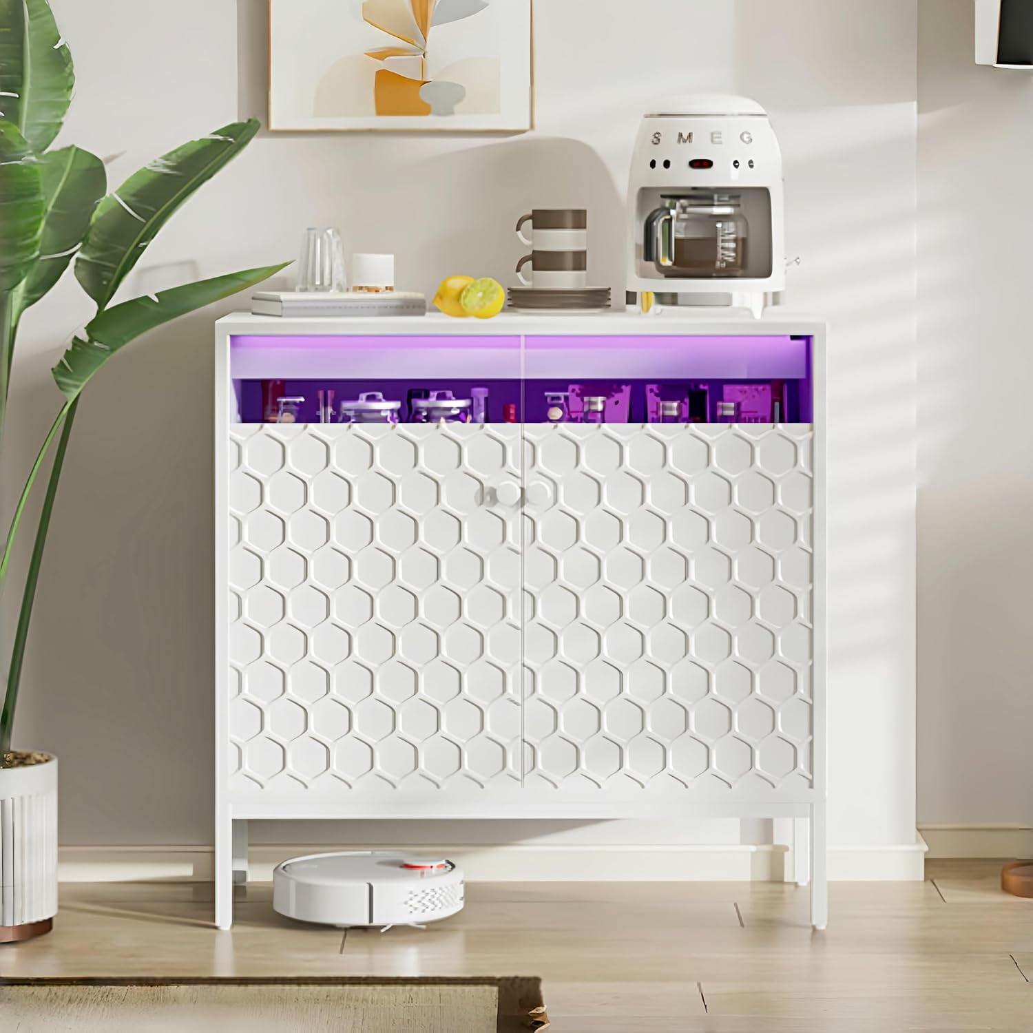 Sideboard Buffet Cabinet 31'' with Storage and Power Outlet, Modern ...