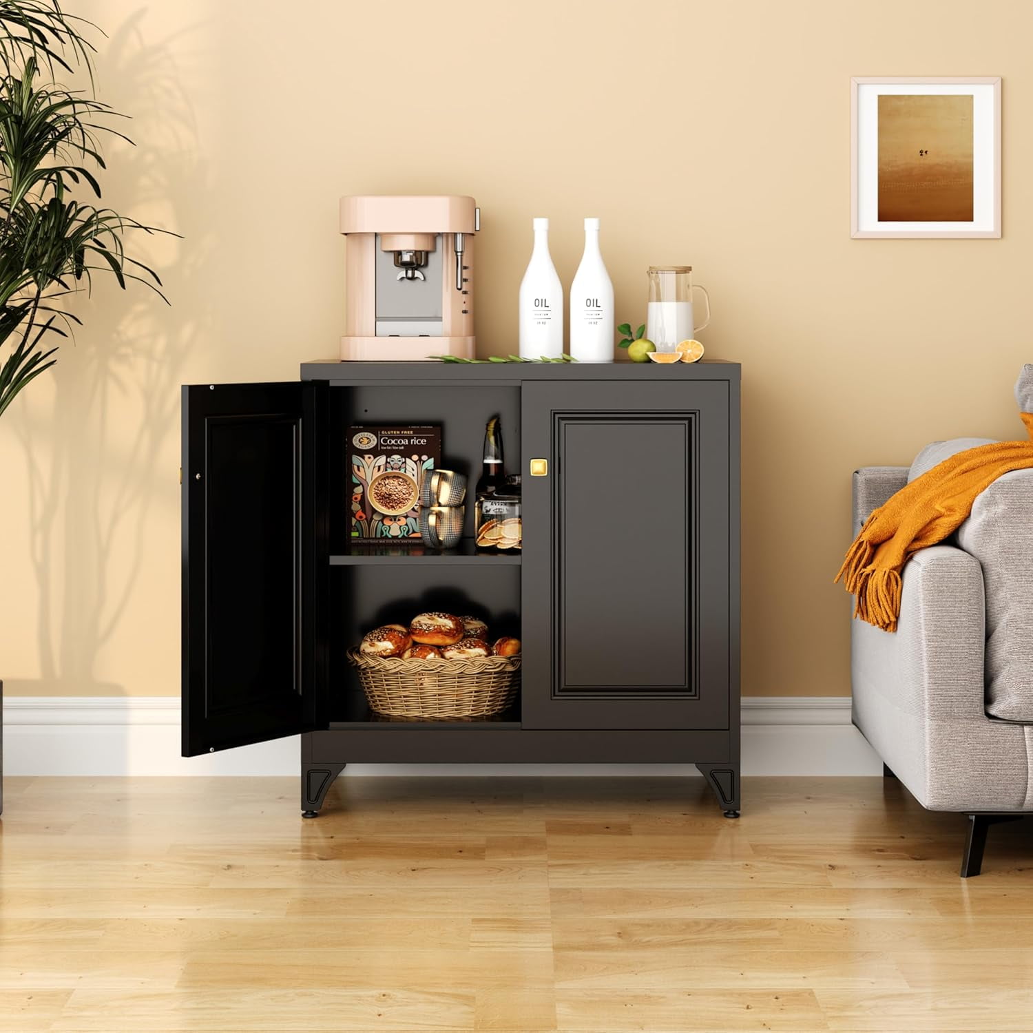 Sideboard Buffet Cabinet, 33" H Sideboard Buffet Storage Cabinet with ...