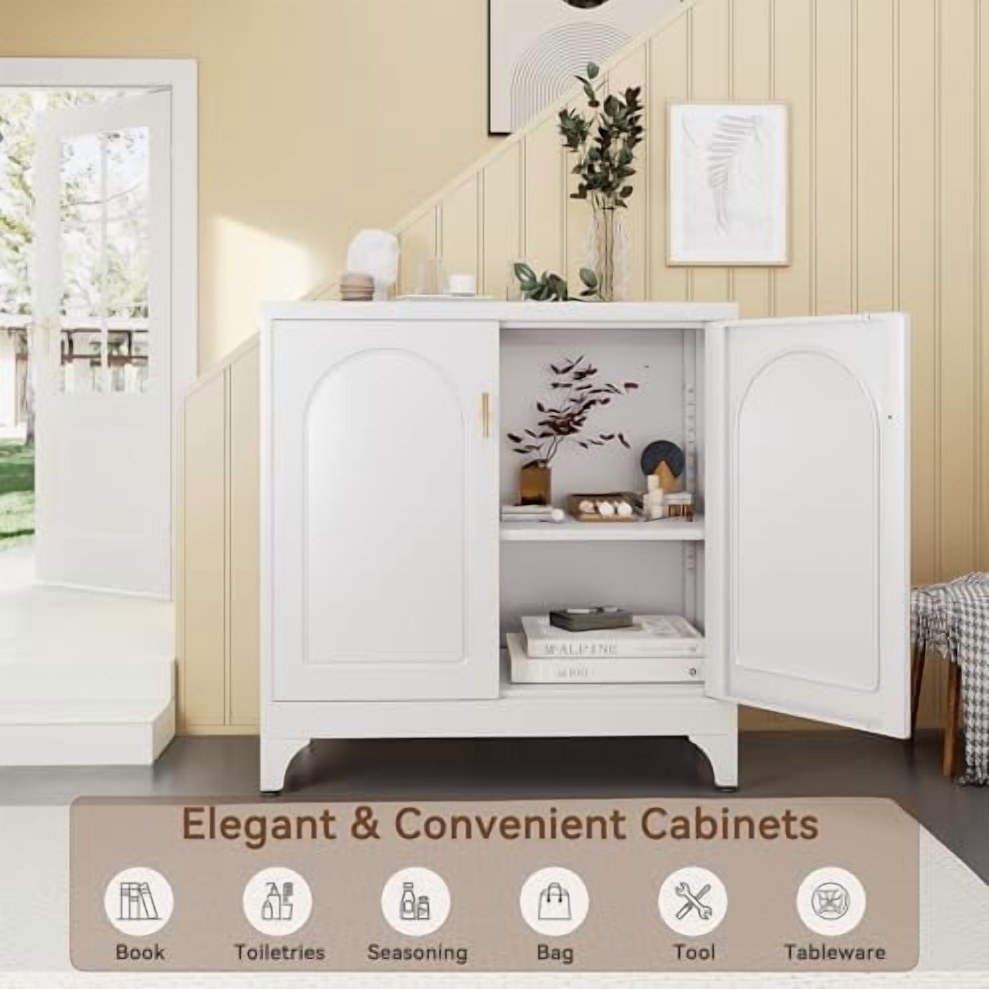 Sideboard Buffet Cabinet, 33" H Sideboard Buffet Storage Cabinet with ...
