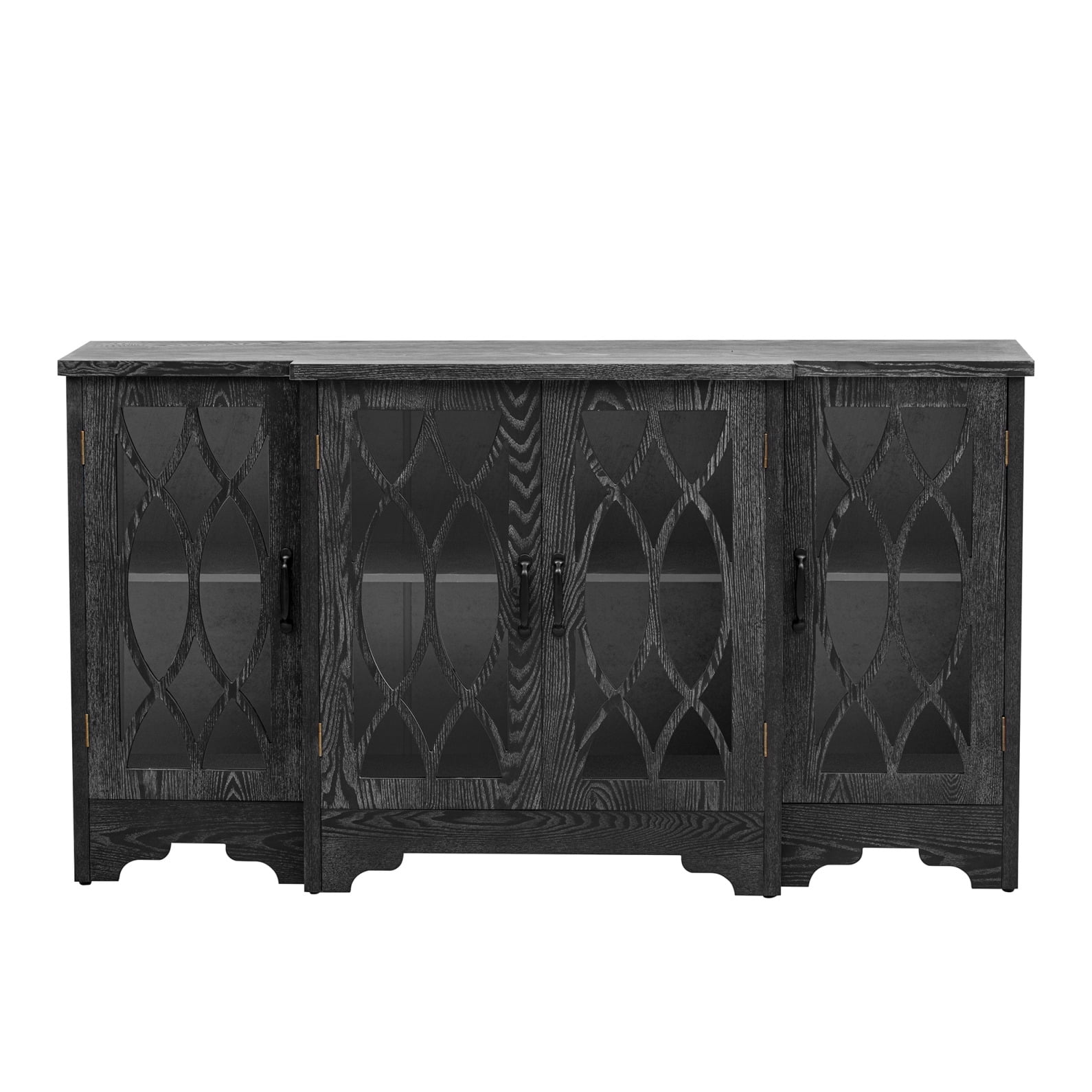 Sideboard Buffet Cabinet with 4 Glass Doors, Modern Accent Storage ...