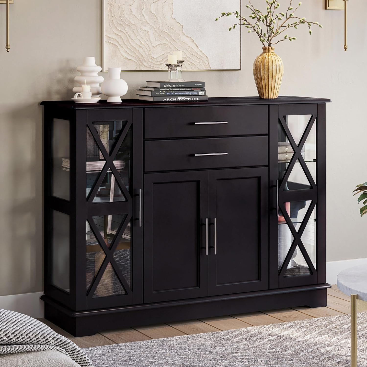 Sideboard Buffet Cabinet, 47 Inch Storage Cabinet Console Table Coffee ...