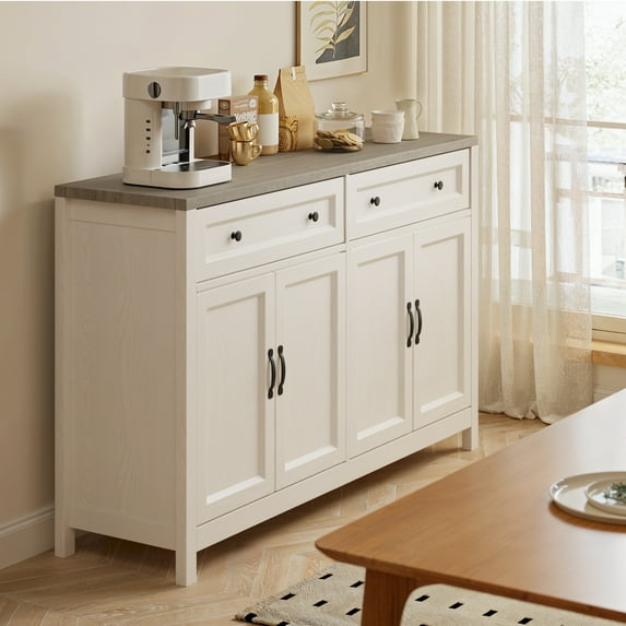 Sideboard Buffet Cabinet, Asofer Coffee Bar with 4 Doors and 2 Drawers ...