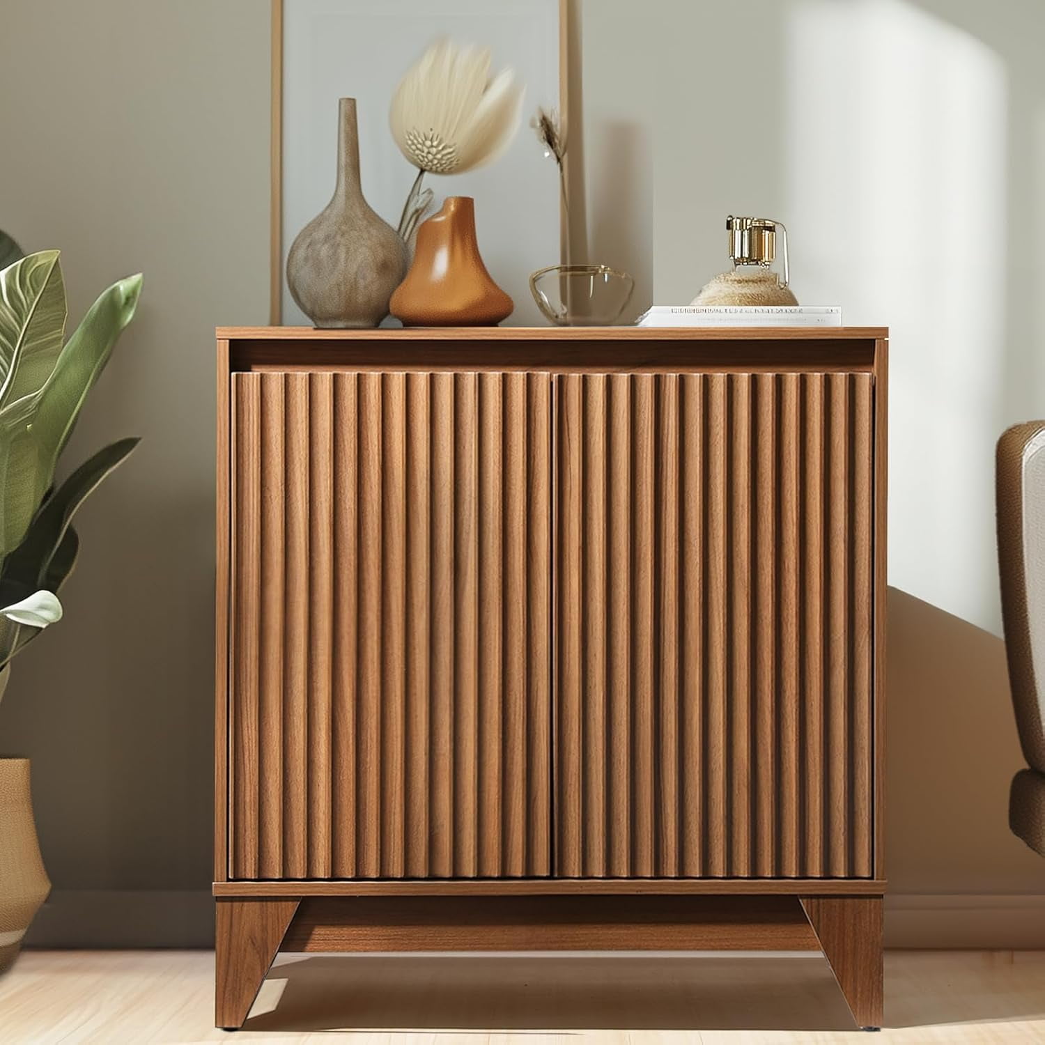 Sideboard Buffet Cabinet Fluted Storage Cabinet Credenza with ...