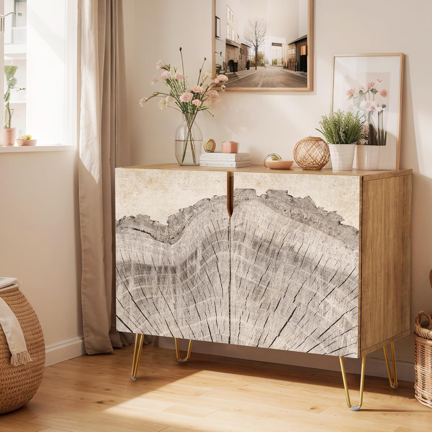 Sideboard Buffet Cabinet, Kitchen Storage Cabinet with 2 Doors, Rustic ...