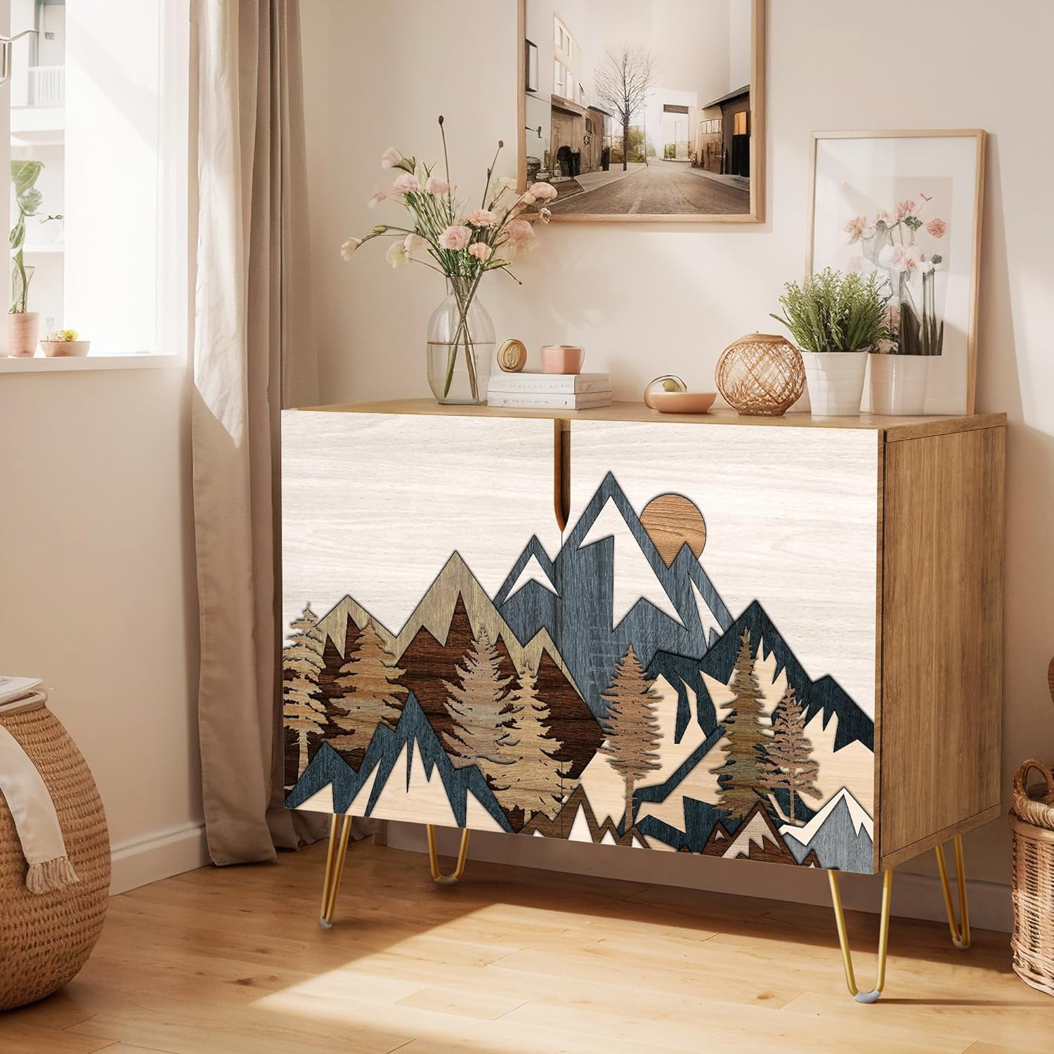 Sideboard Buffet Cabinet, Kitchen Storage Cabinet with 2 Doors, Wood ...