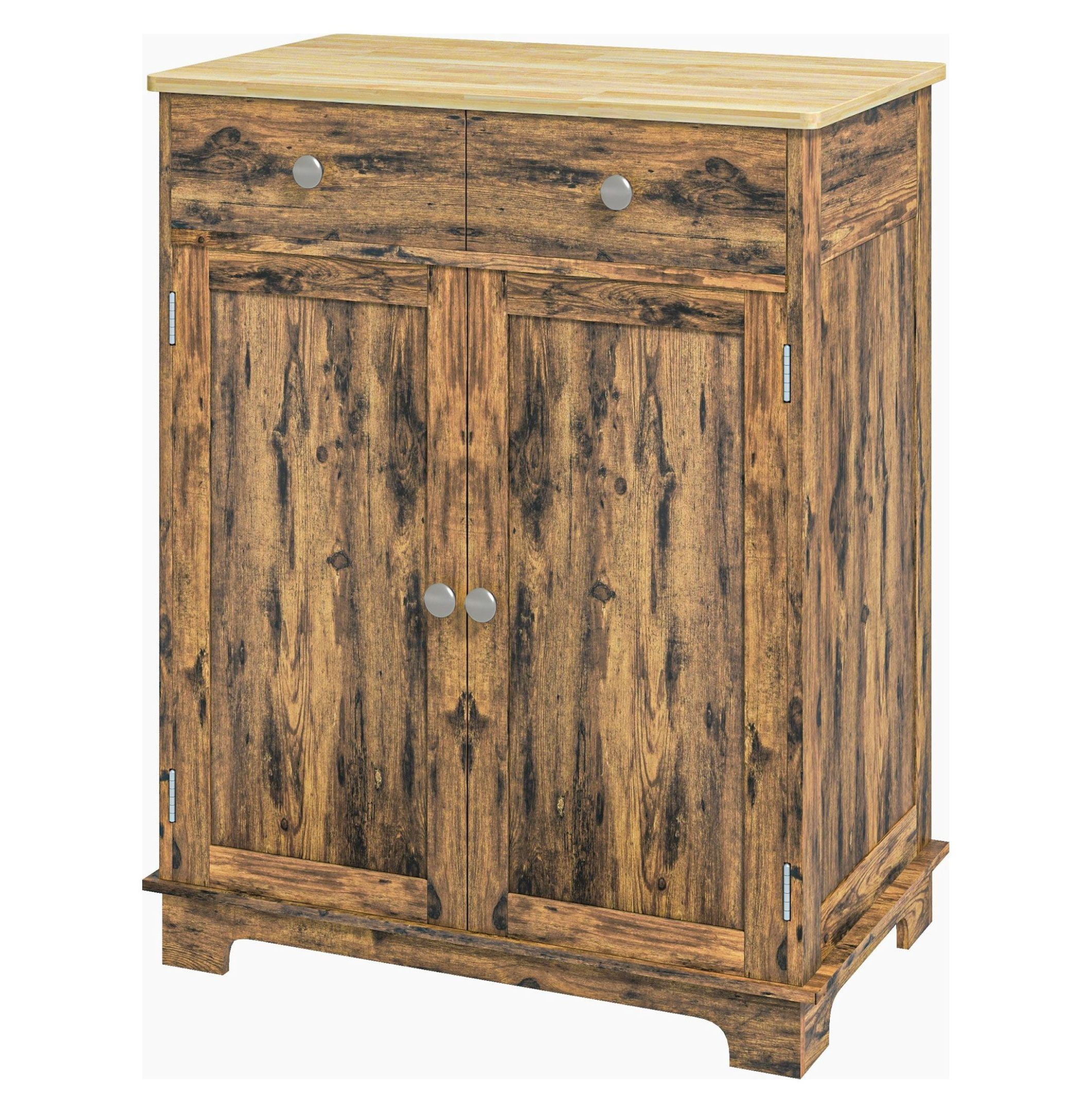 Sideboard Buffet Cabinet, Kitchen Storage with Drawers & Solid Wood Top ...