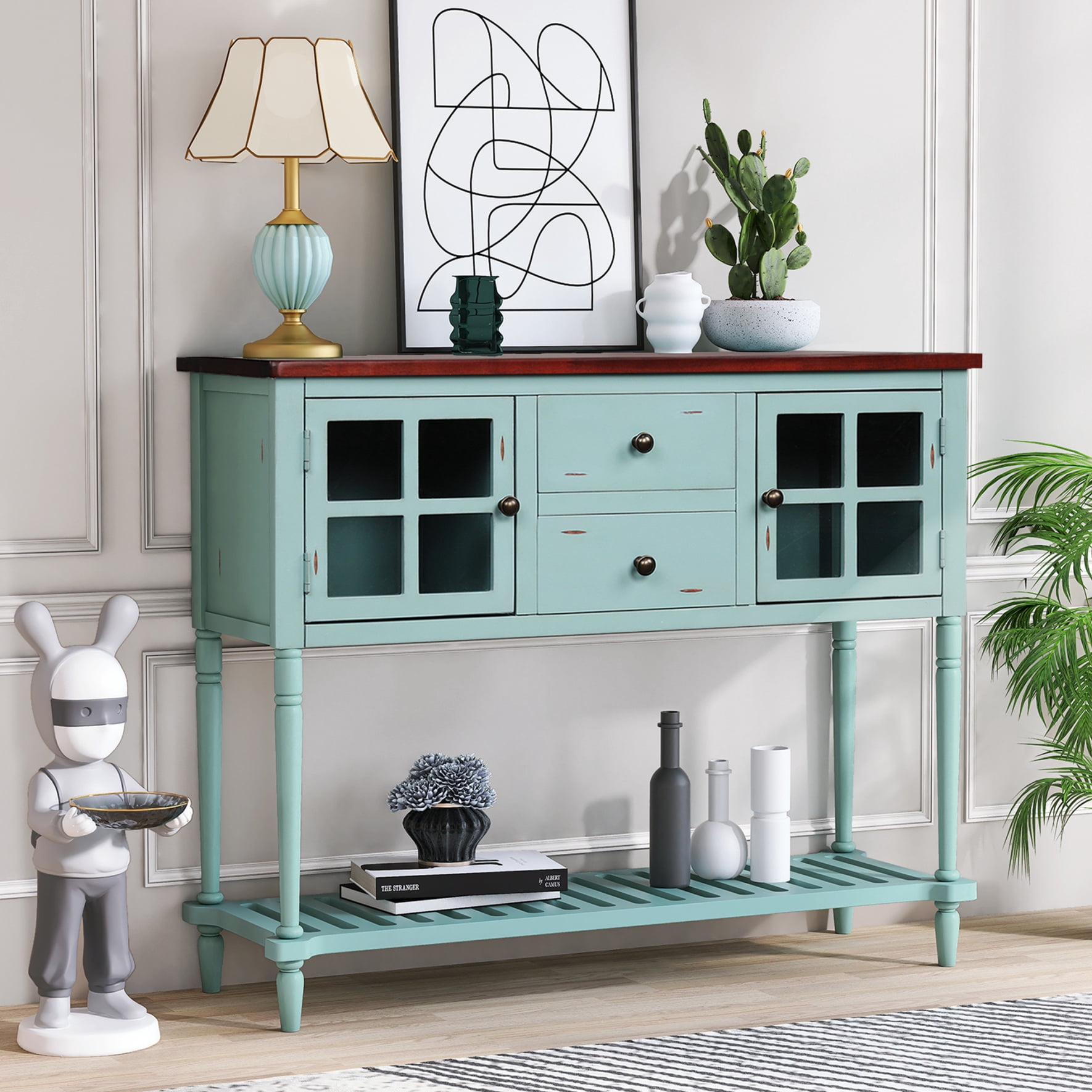 Sideboard Buffet Cabinet, Retro Kitchen Buffet Storage Cabinet with 2 ...