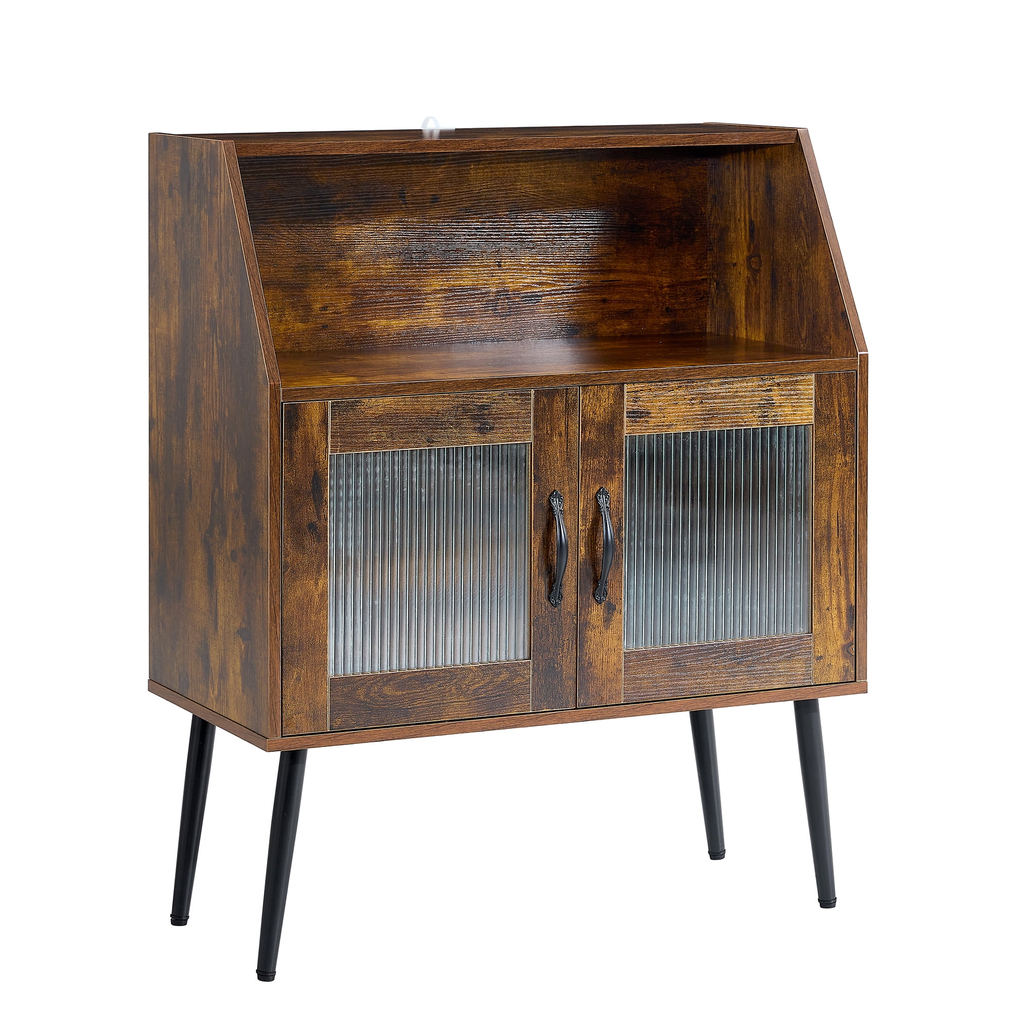 Sideboard Buffet Cabinet, Side Dining table, MDF+Glassdoor, Classic ...