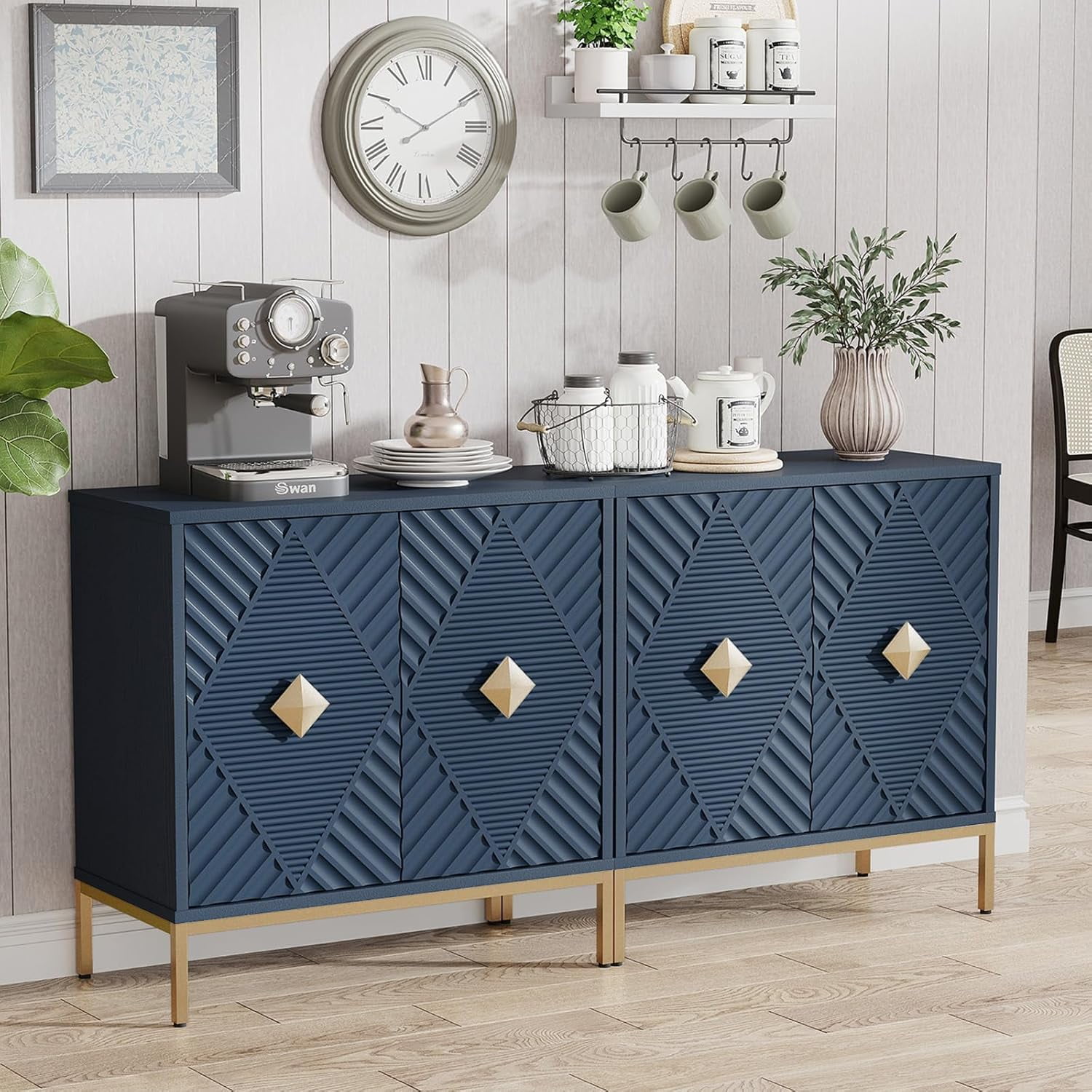 Sideboard Buffet Cabinet with Storage 2 Door Accent Cabinet Carved Wood ...