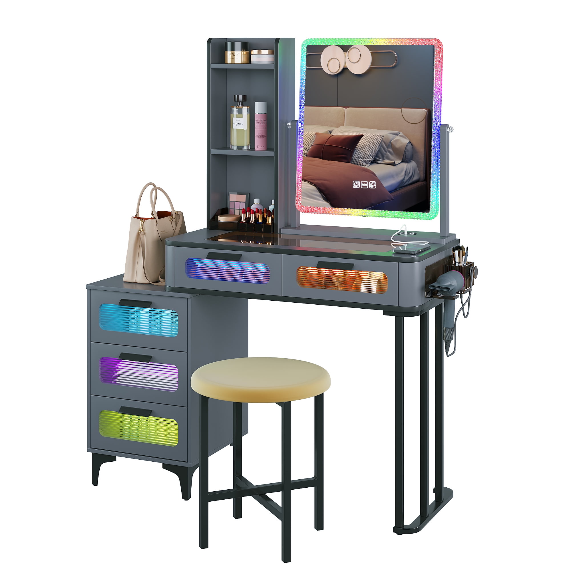 Sideboard Buffet Cabinet with Storage with 3 Drawers and 2 Doors, Auto ...