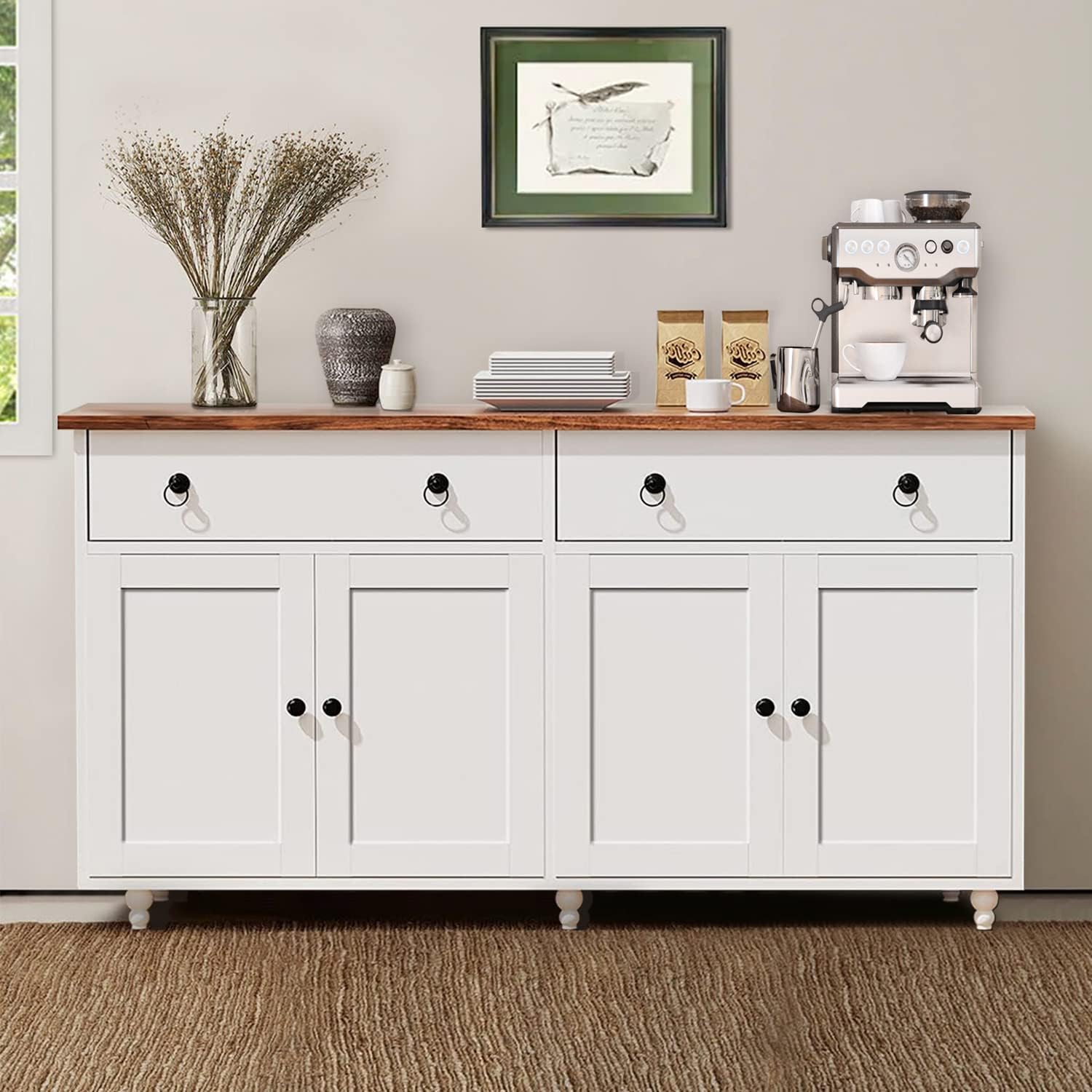 Sideboard Buffet Cabinet for Storage 55” Kitchen Buffet, Coffee Bar ...