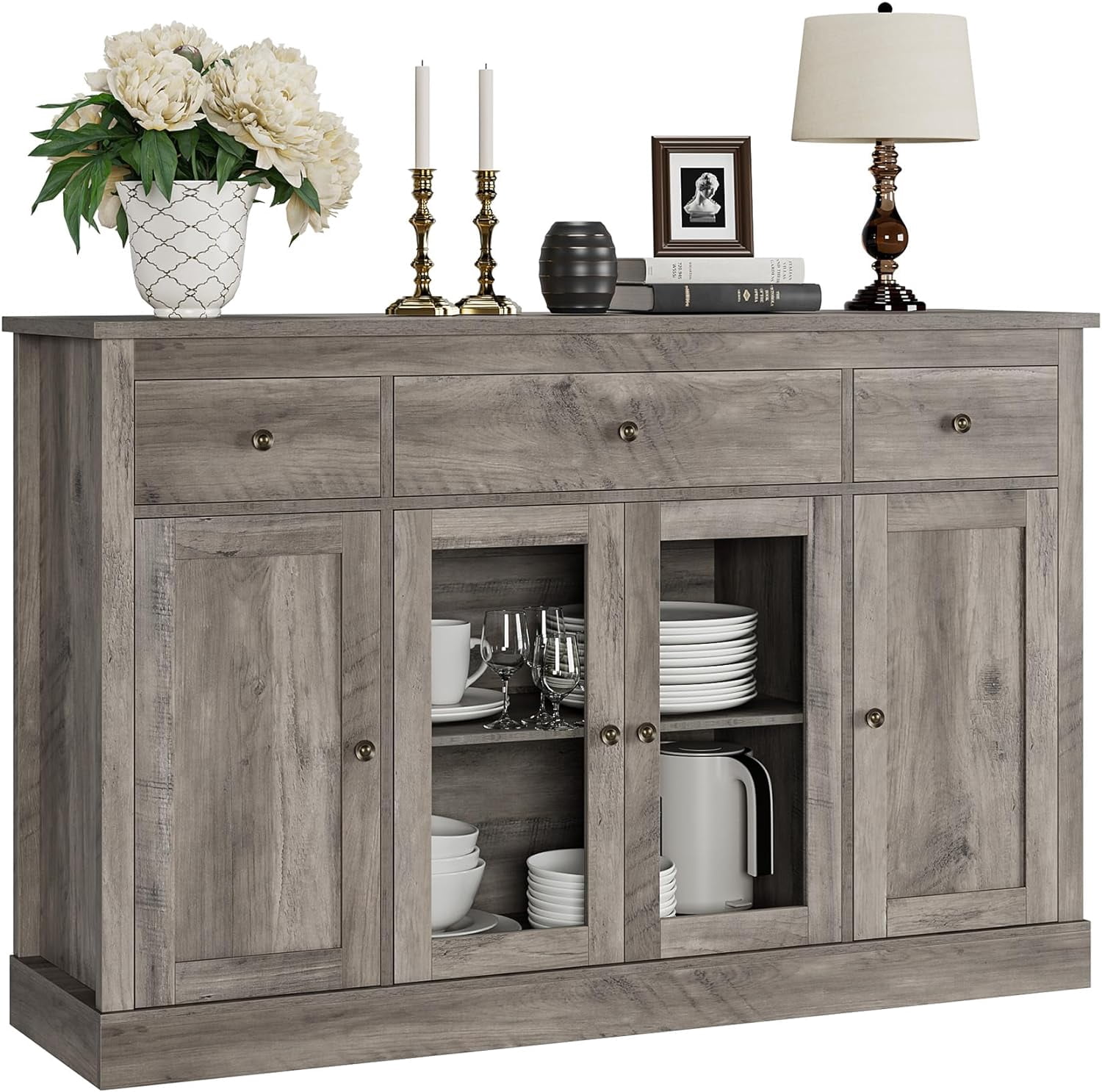 Sideboard Buffet Cabinet with Storage, 55" Large Kitchen Buffet Storage ...