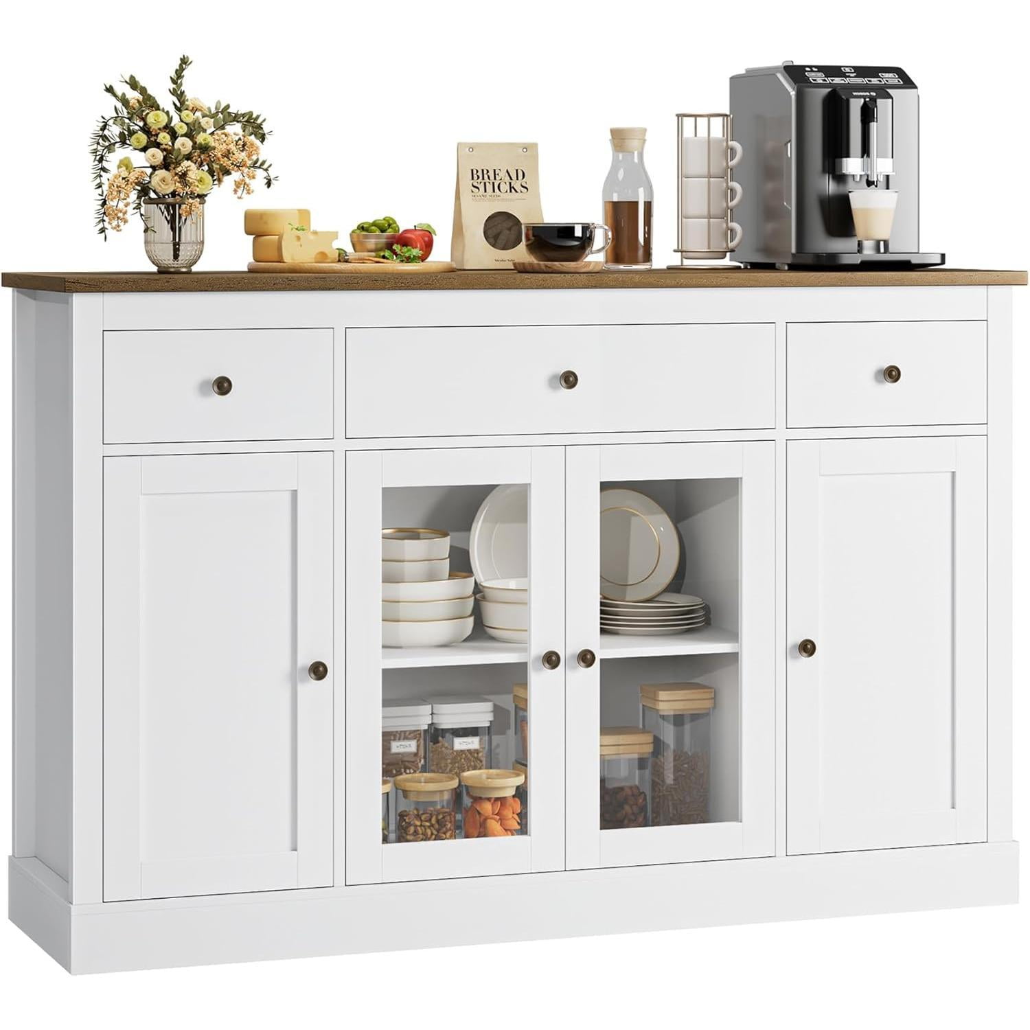 Sideboard Buffet Cabinet with Storage, 55" Large Kitchen Buffet Storage ...