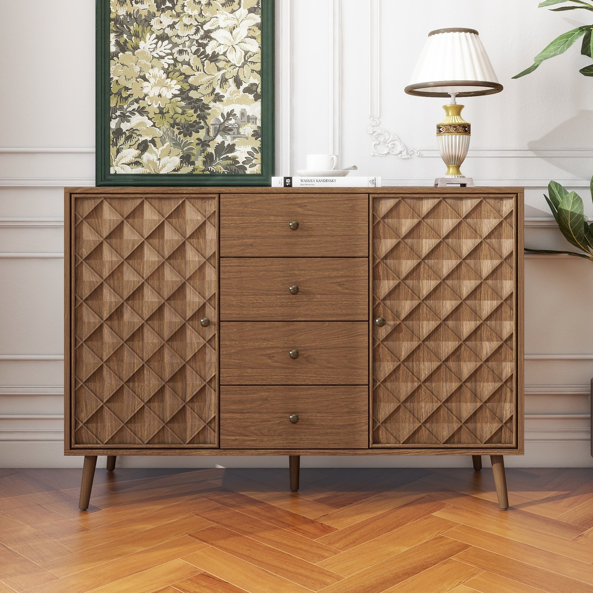Sideboard Buffet Cabinet,Storage Cabinet with 2 Door 4 Drawer,Console ...
