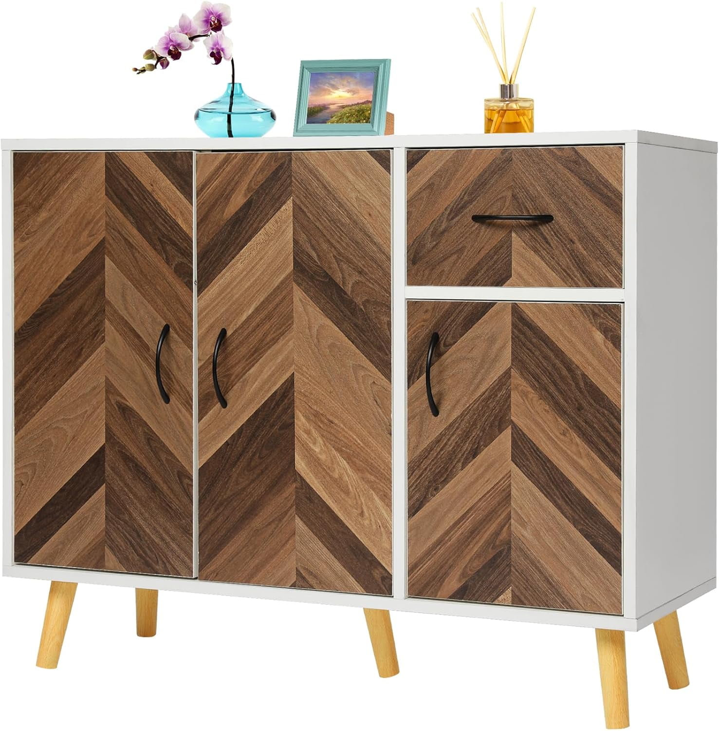 Sideboard Buffet Cabinet with Storage - Modern Accent Cabinet Free ...