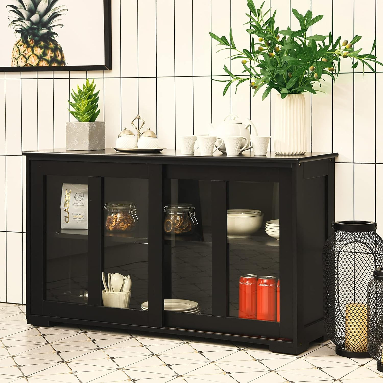 Sideboard Buffet Cabinet with Storage - Stackable Kitchen Cabinet ...