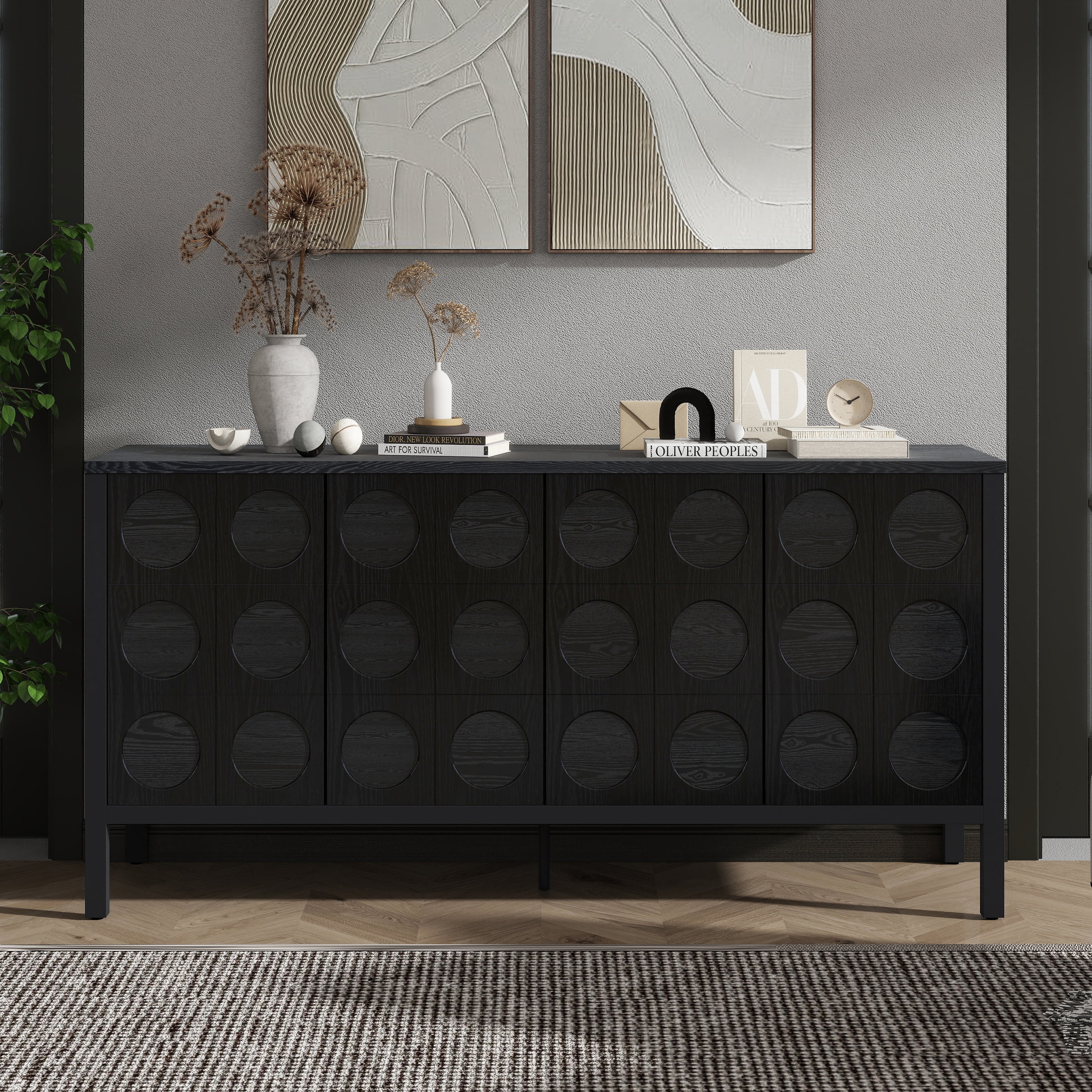 Sideboard Buffet Cabinet with Storage, Wood Coffee Bar Cabinet, Console ...