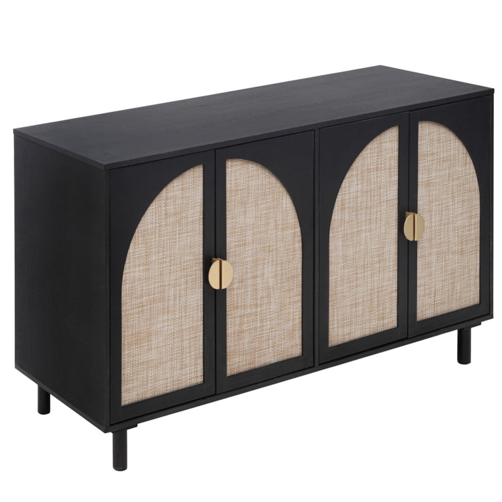 Sideboard Buffet Cabinet, Wood 4 Door Storage Cabinet Media Console ...