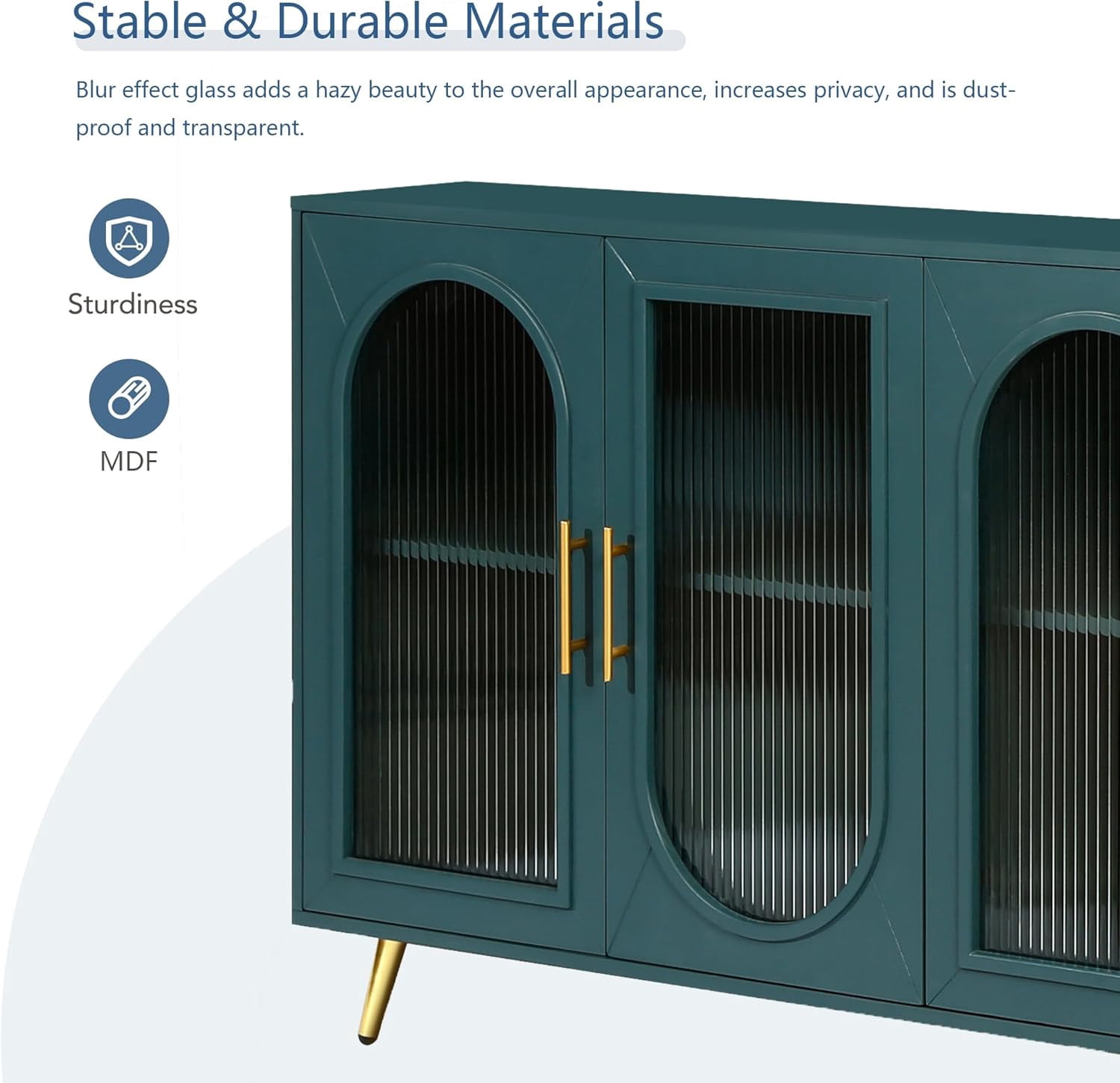 Sideboard Buffet Cabinet with Glass Doors, Adjustable Shelves, MDF with ...