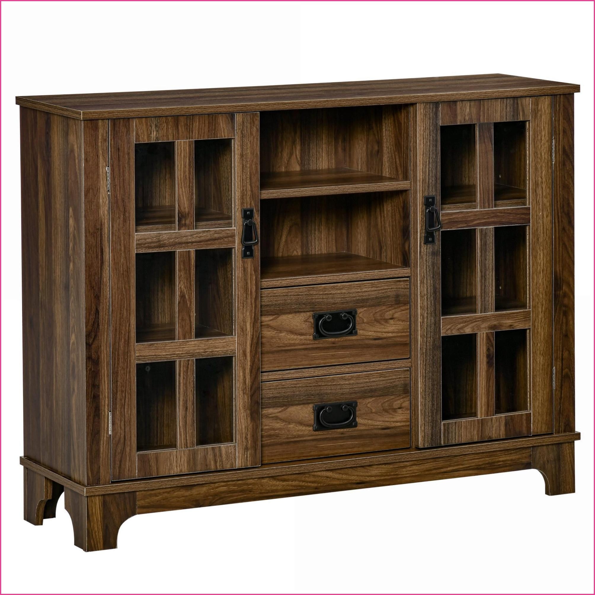 Sideboard Buffet Cabinet with Glass Doors, Drawers & Adjustable Shelves ...