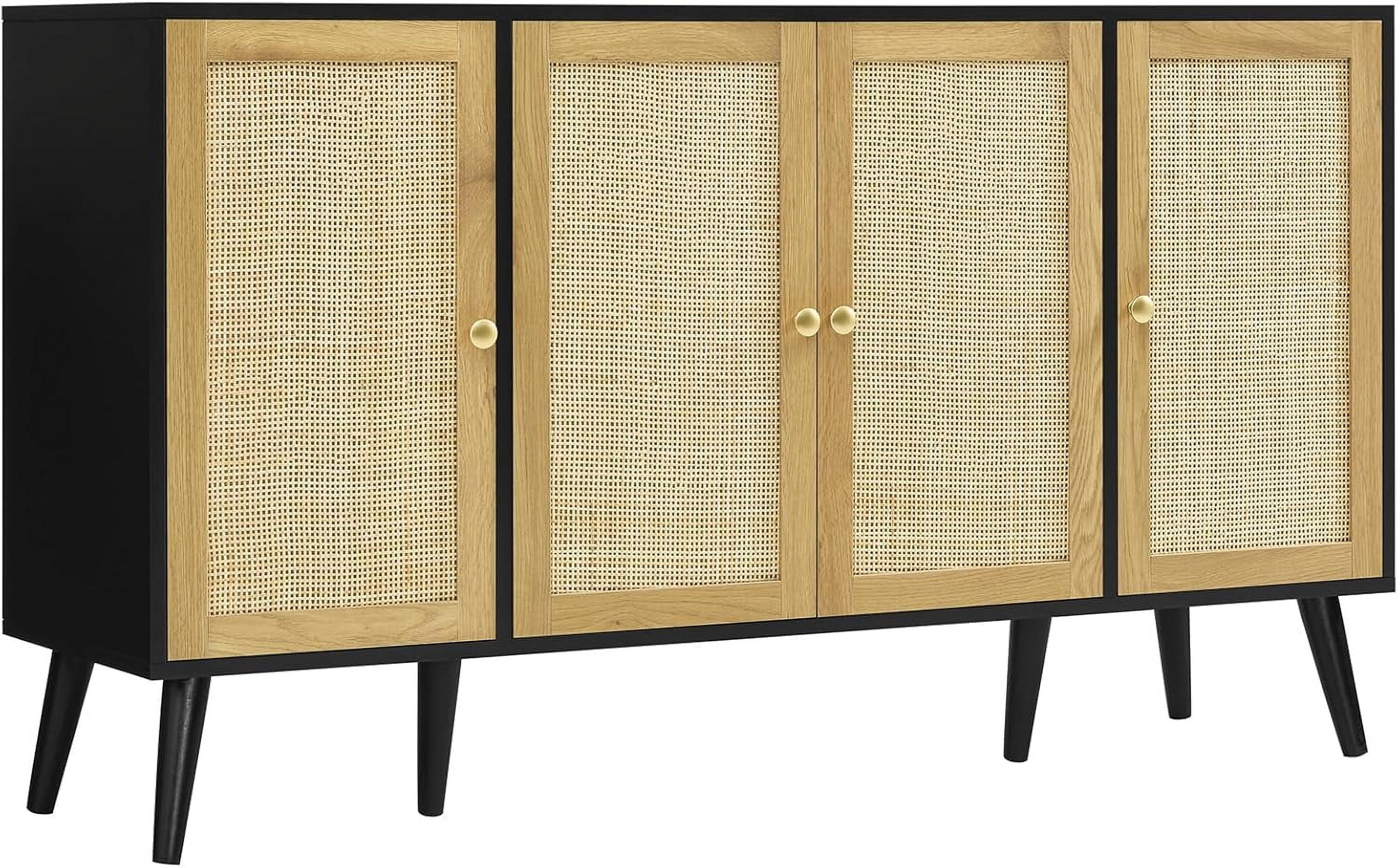 Sideboard Buffet Cabinet with Rattan Cabinet with Adjustable Shelves ...