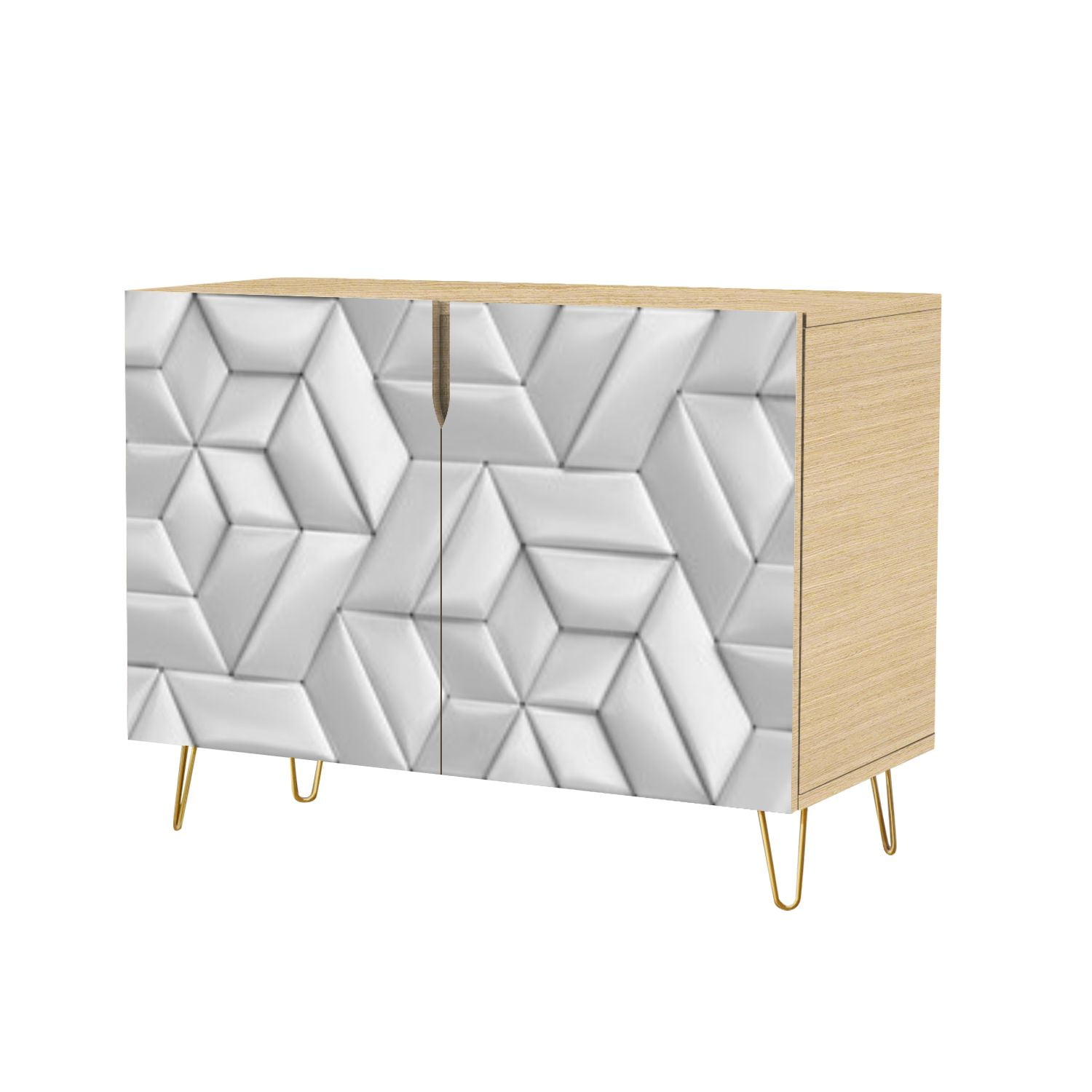 Sideboard Buffet Cabinet with Storage 3d texture soft geometry tiles made from gray with 2 Doors ...