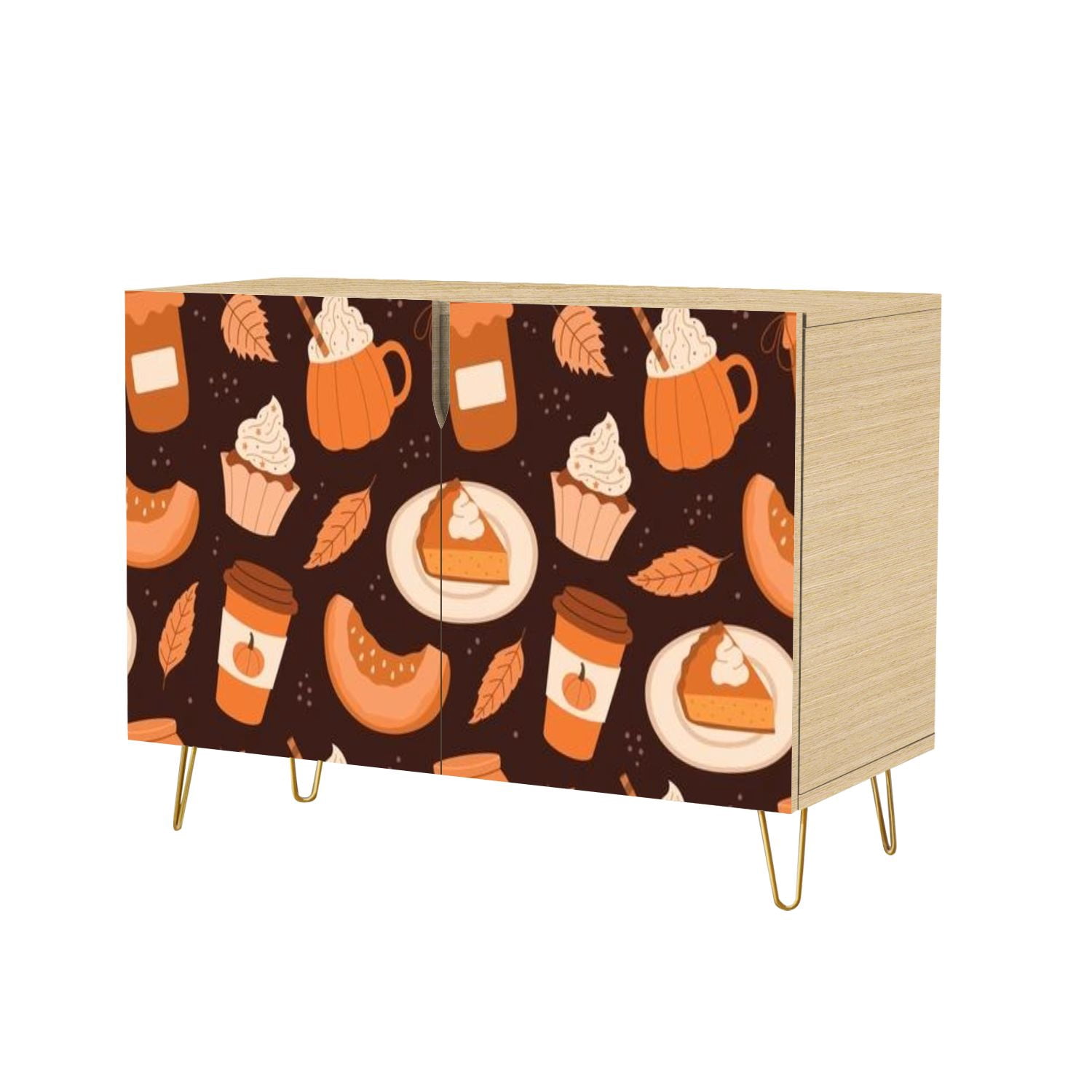Sideboard Buffet Cabinet with Storage Autumn pumpkin pie food leaves ...