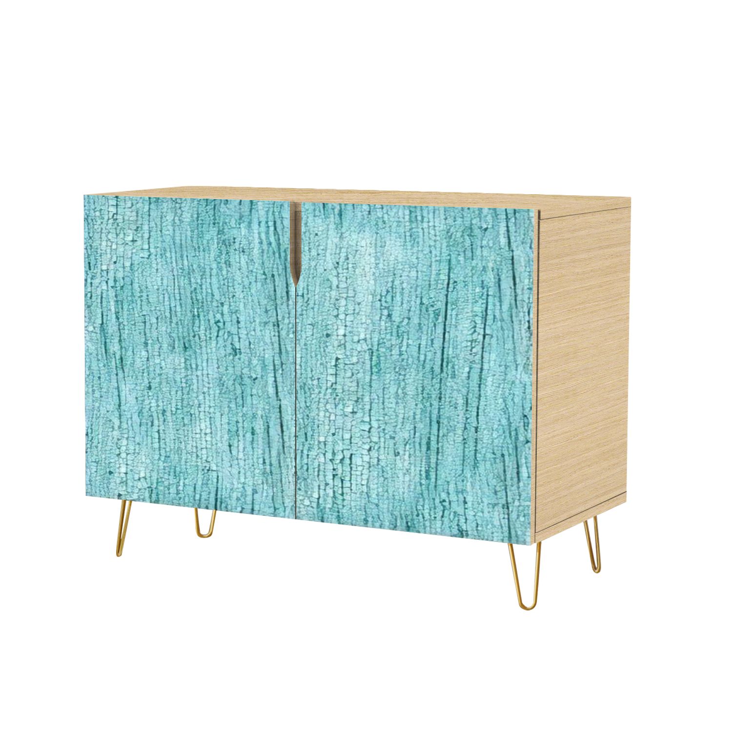 Sideboard Buffet Cabinet with Storage Blue Shabby Painted Wood Worn ...