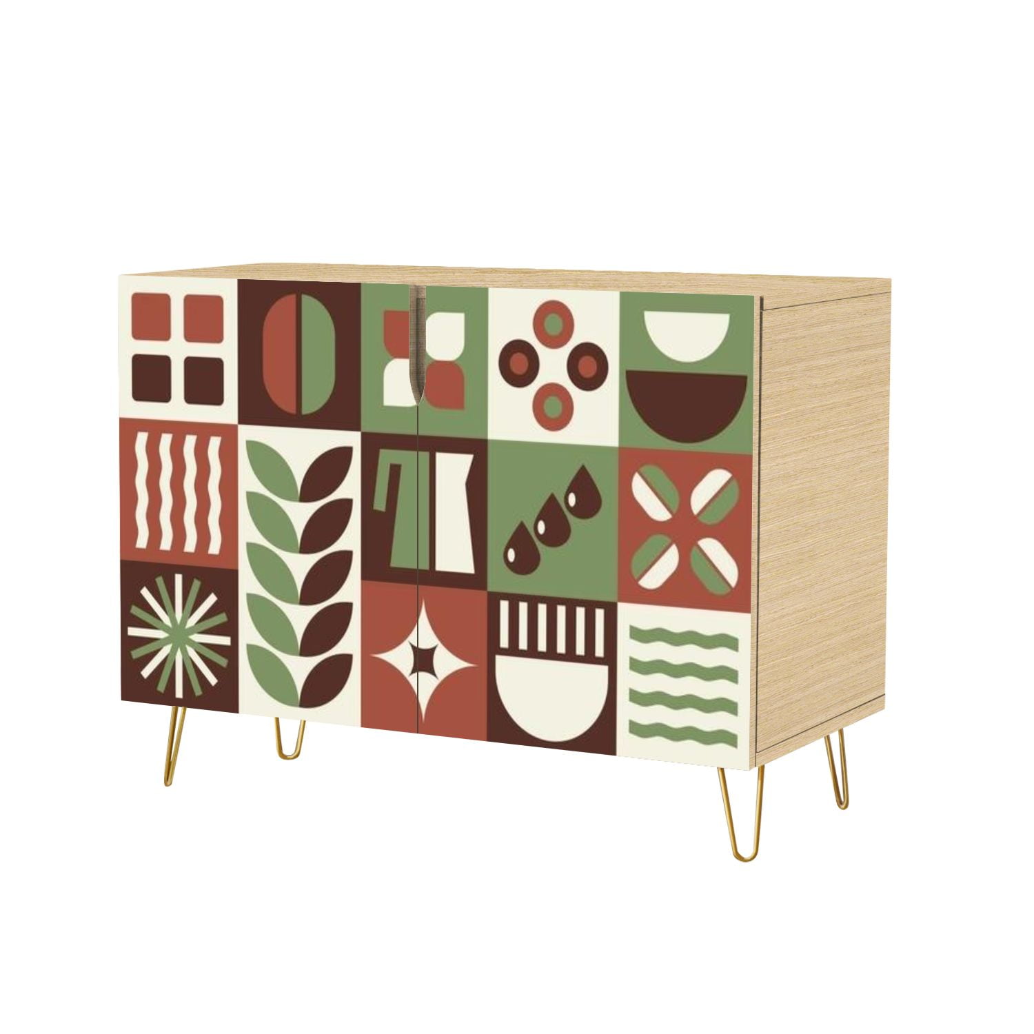 Sideboard Buffet Cabinet with Storage Coffee Bauhaus geometric shapes ...