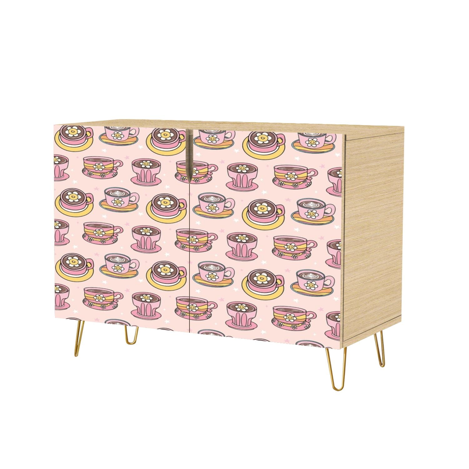 Sideboard Buffet Cabinet with Storage Cute Groovy Retro Coffee cups ...