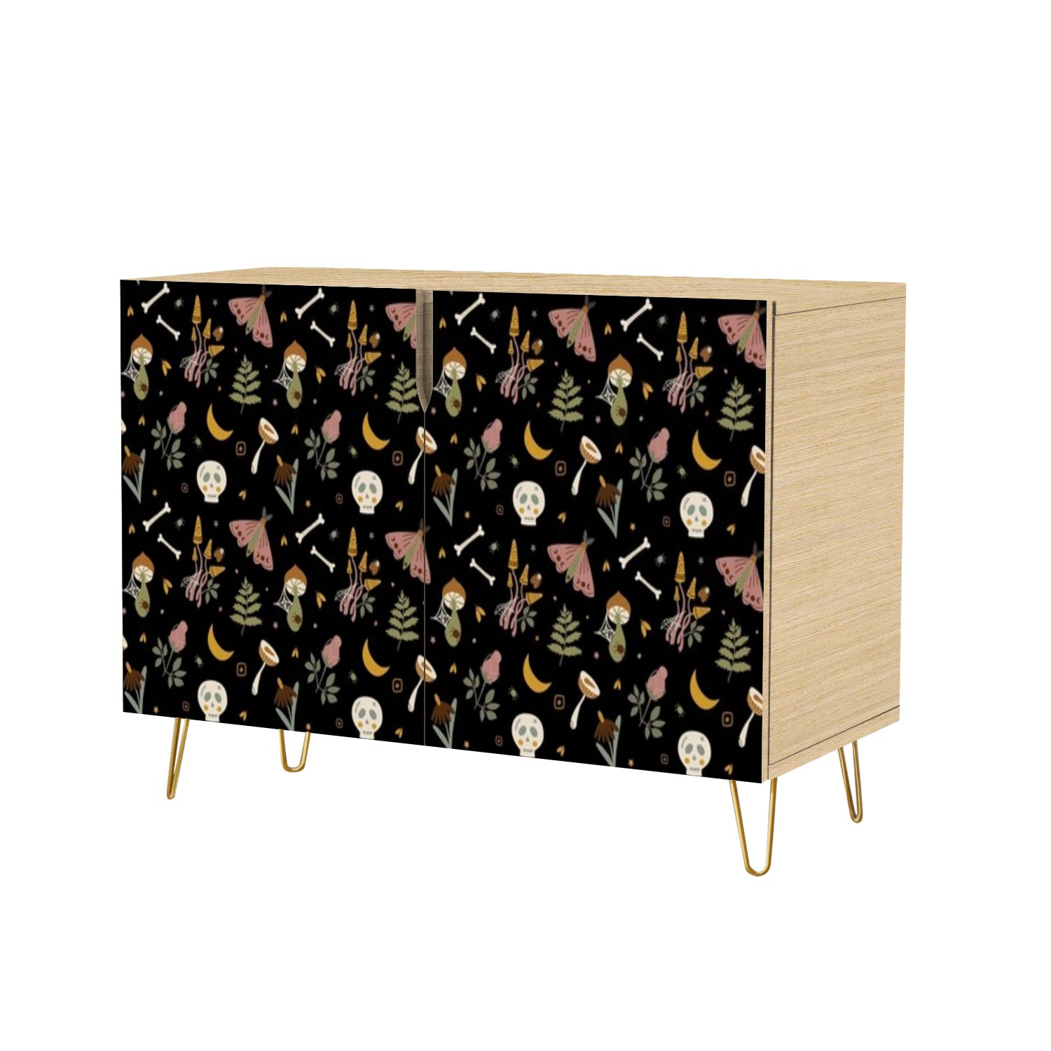 Sideboard Buffet Cabinet with Storage Dark horror human skull mushroom ...